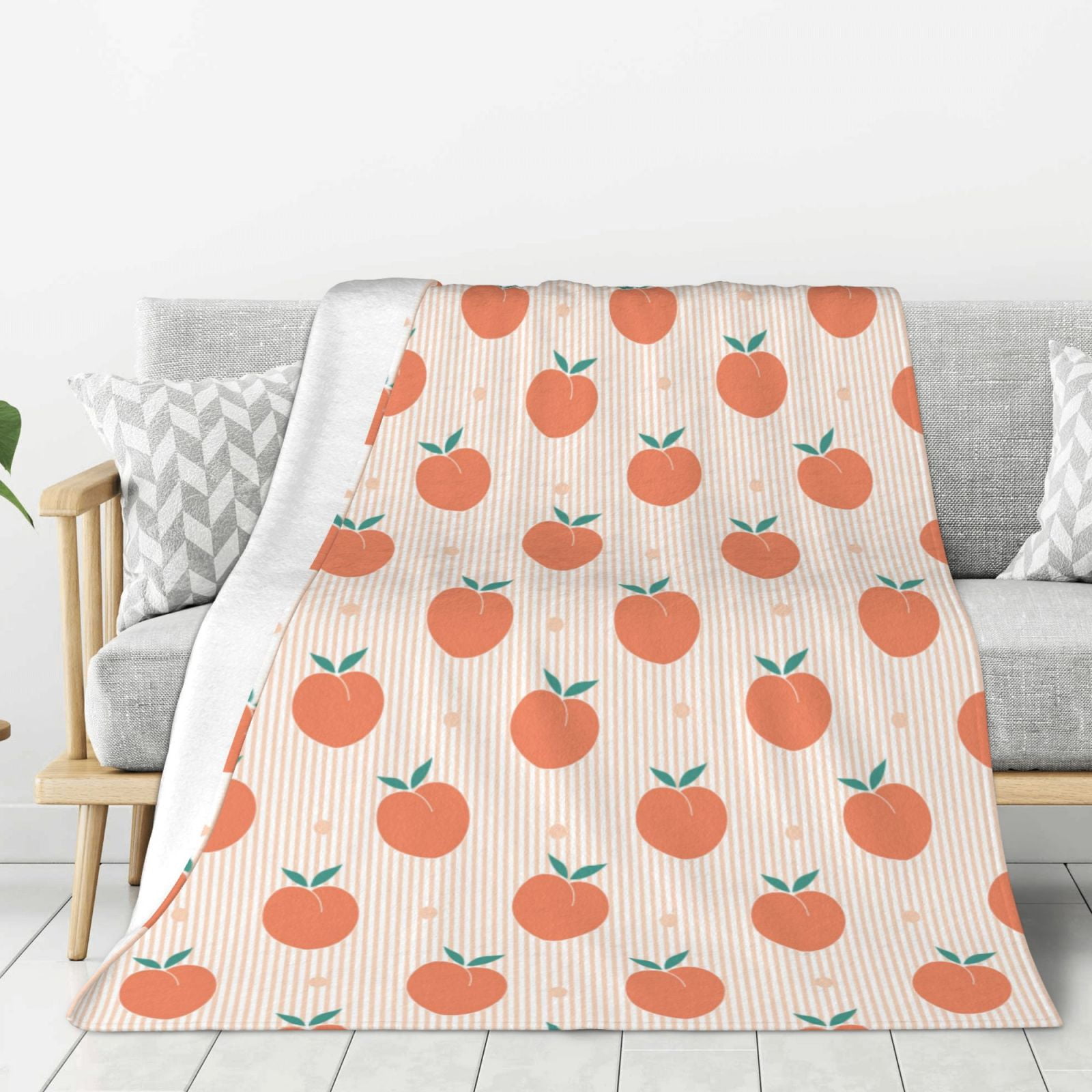 Adobk Orange Peach Print Blanket Super Soft Flannel Throw Blanket ...