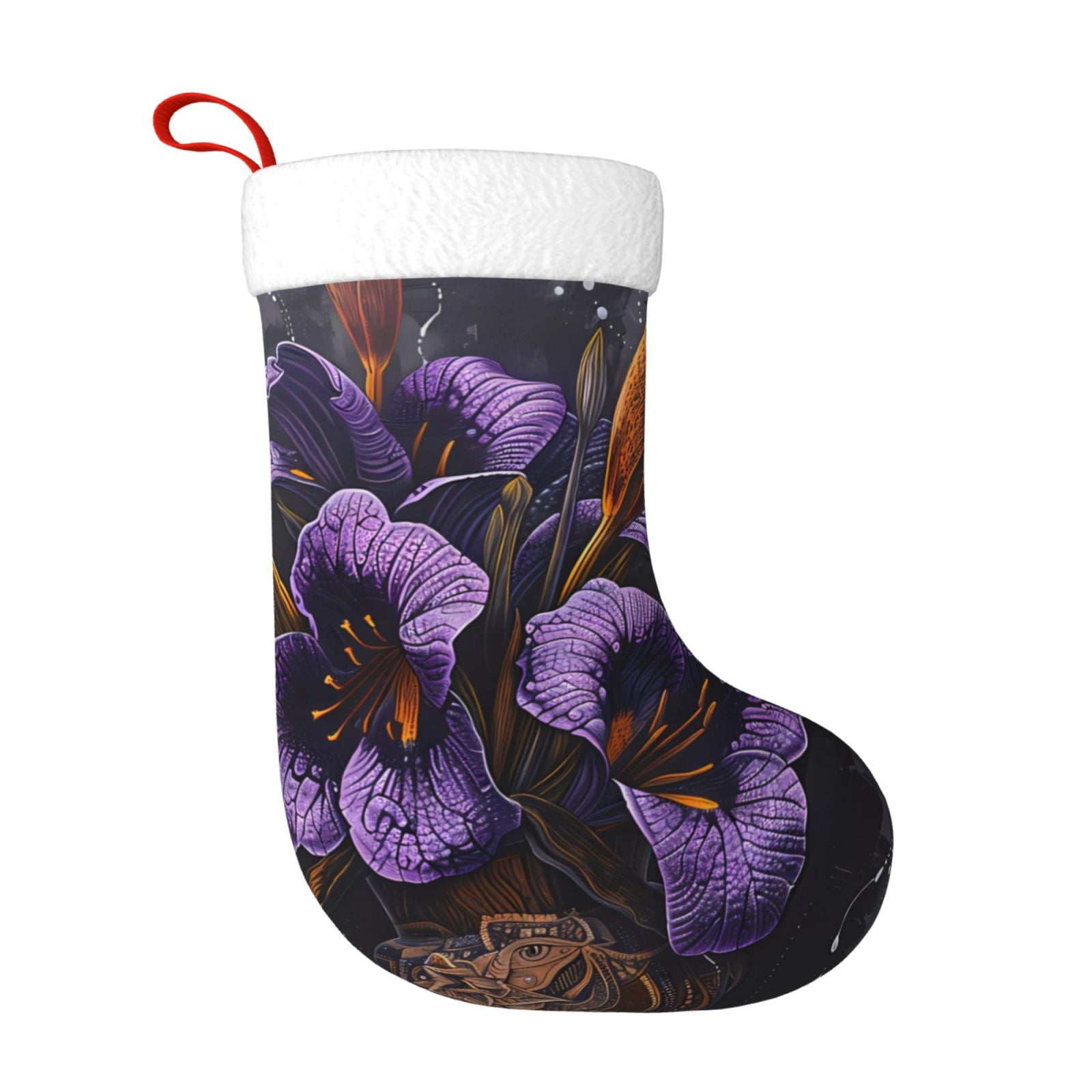 Adobk Ornate Purple Floral Vase Print Christmas Stockings,Christmas ...