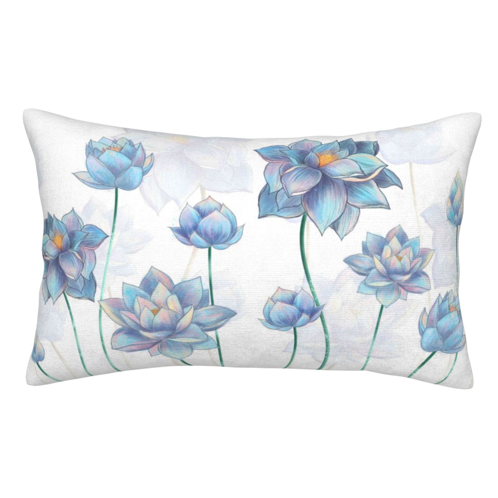 Adobk Pale Blue Lotus Flowers Print Pillow Cases Standard Size,Pale ...