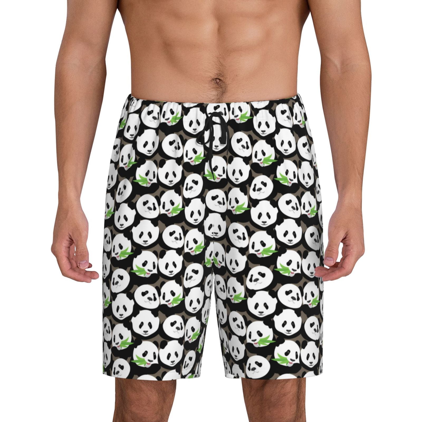 Adobk Panda Bear Print Pajama Shorts for Men Pjs Bottoms Sleep Shorts ...