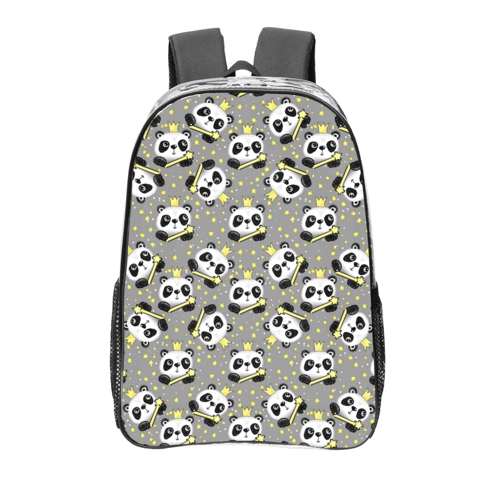 Adobk Panda With Crown And Stars Print Duty Clear Backpack for Girls ...