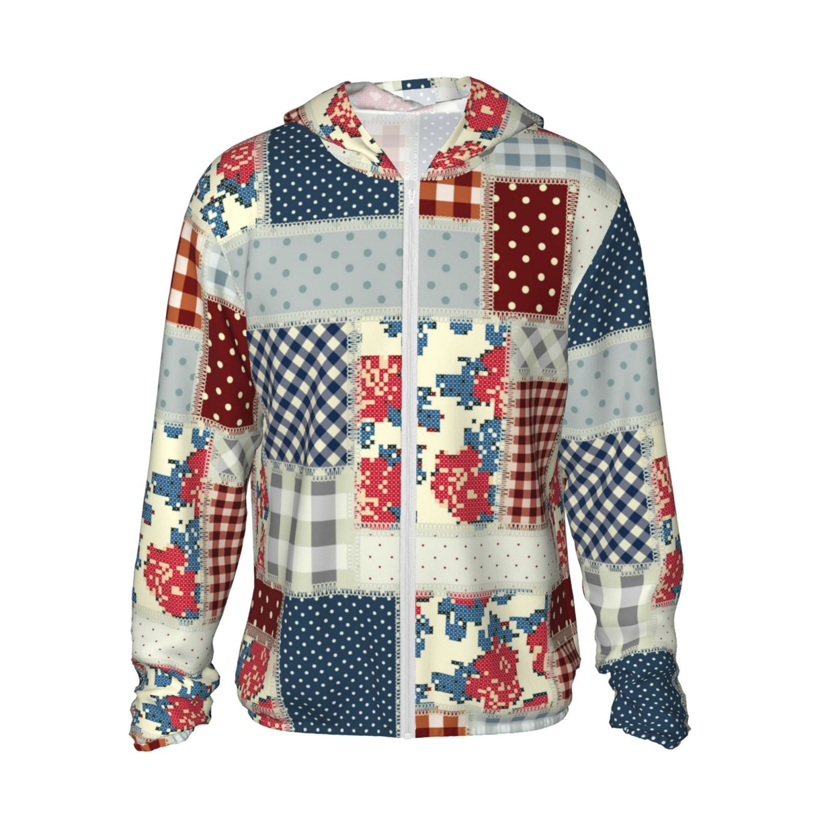 Adobk Patchwork In Country Style Men Women Full Zip Sun Protection ...