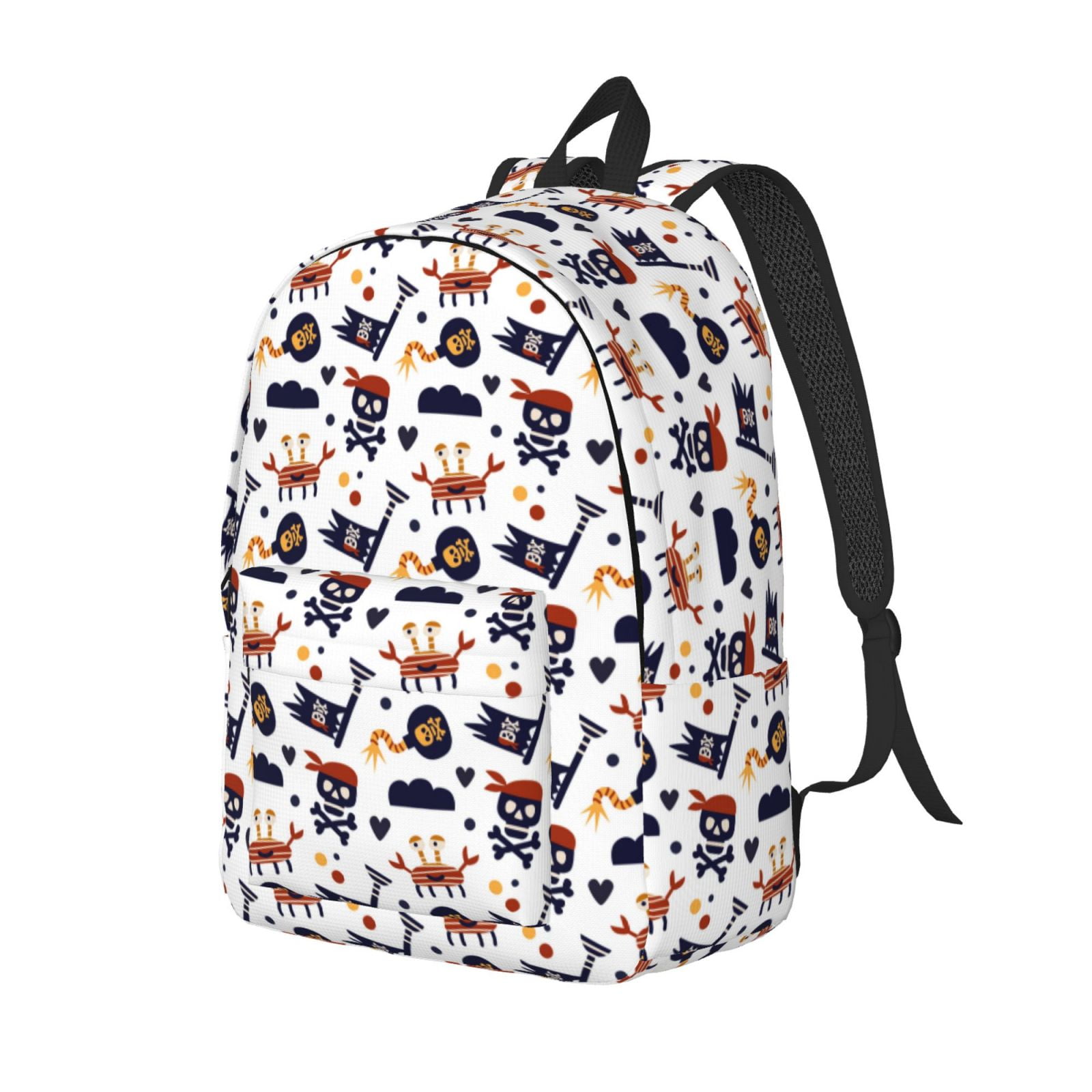 Adobk Pirate Theme Print Canvas Backpack Lightweight Travel Daypack ...