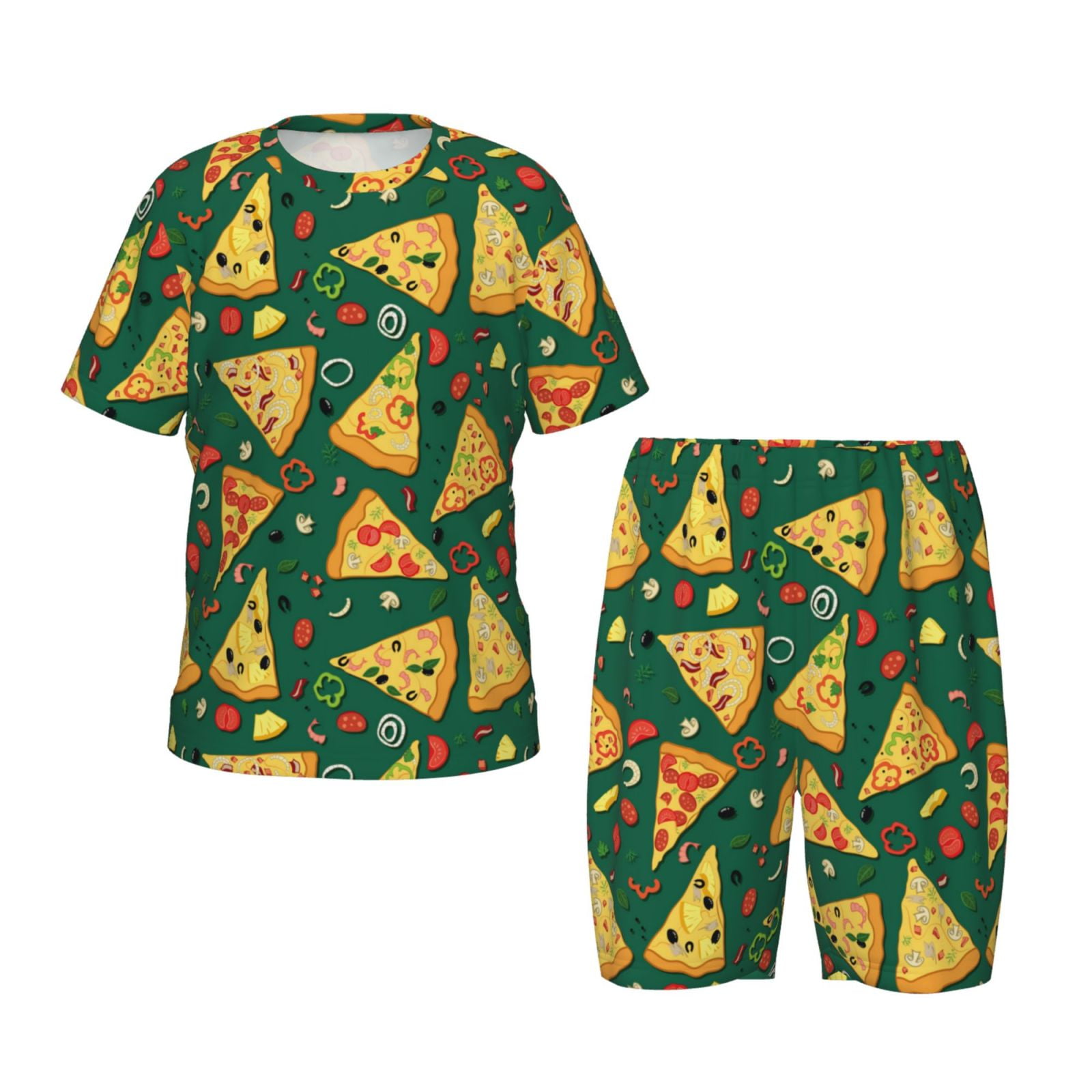 Adobk Pizza Print Pajamas Toddler 2 Piece Short Sleeve Sleepwear Summer ...