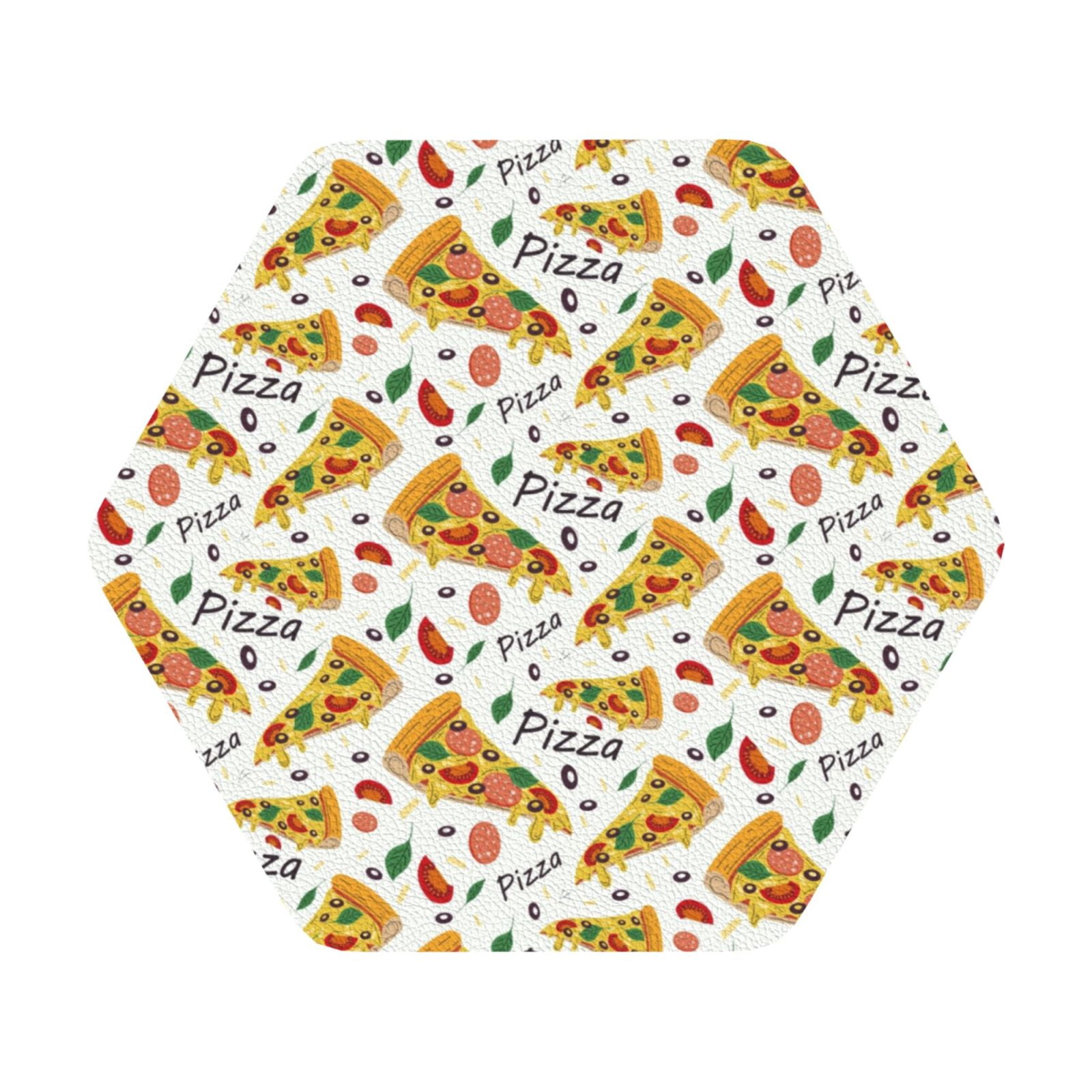 Adobk Pizza Slices Print Leather Coasters for Drinks(6 Pack), Durable ...