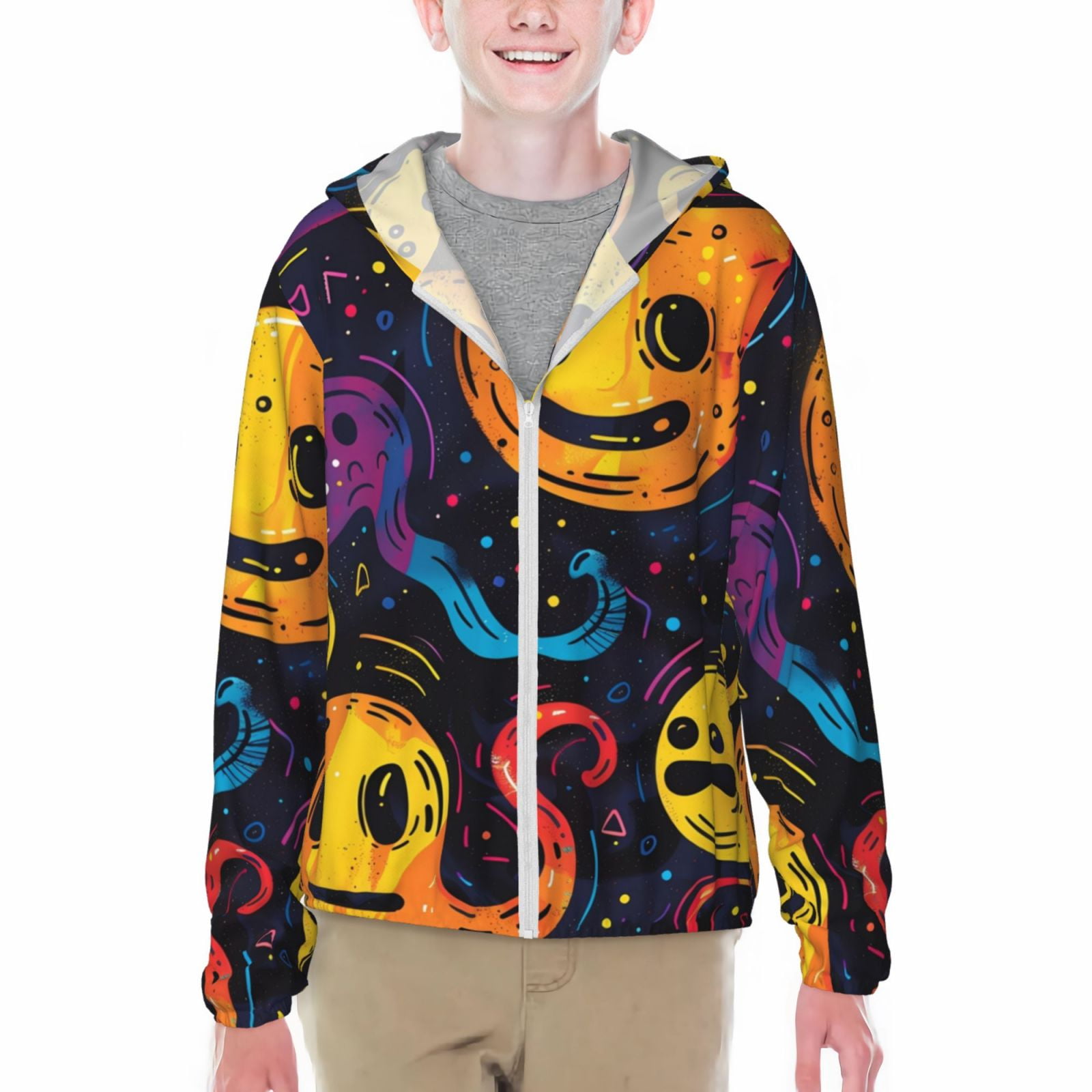 Adobk Playful Ghosts Night Sky Print Rash Guard Long Sleeve UPF 50+ UV ...