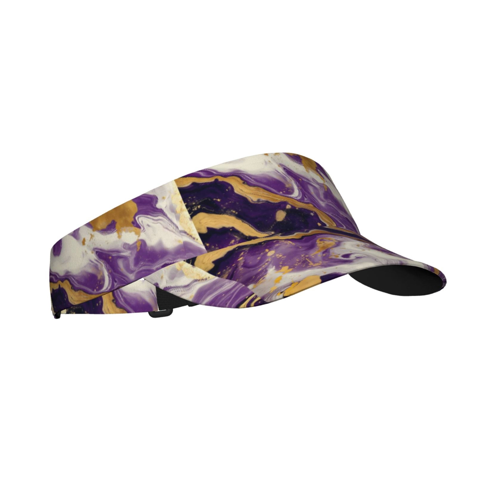 Adobk Purple Gold Marble Swirls Print Sunscreen Visor Hats for Women ...