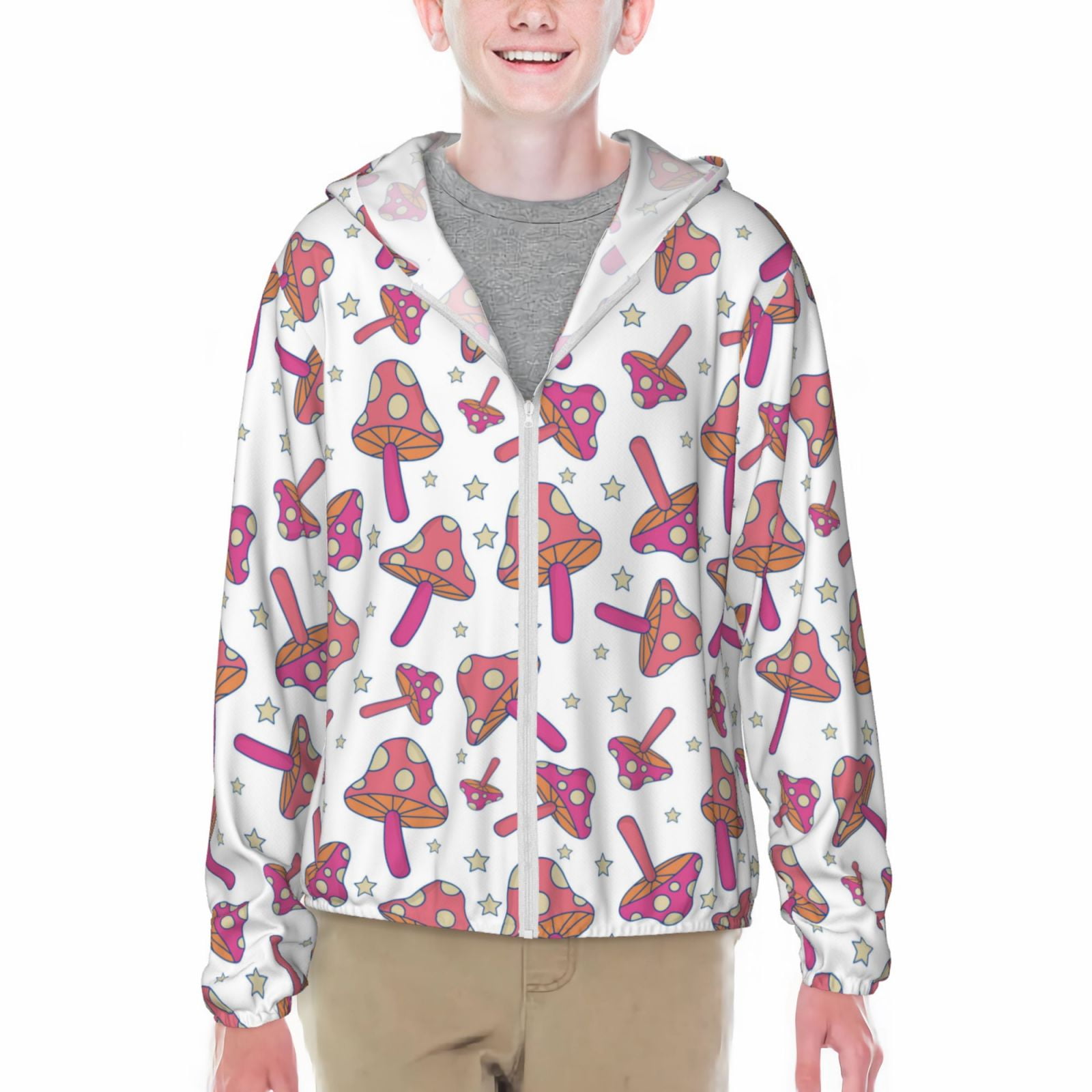 Adobk Purple Mushroom Print Rash Guard Long Sleeve UPF 50+ UV ...