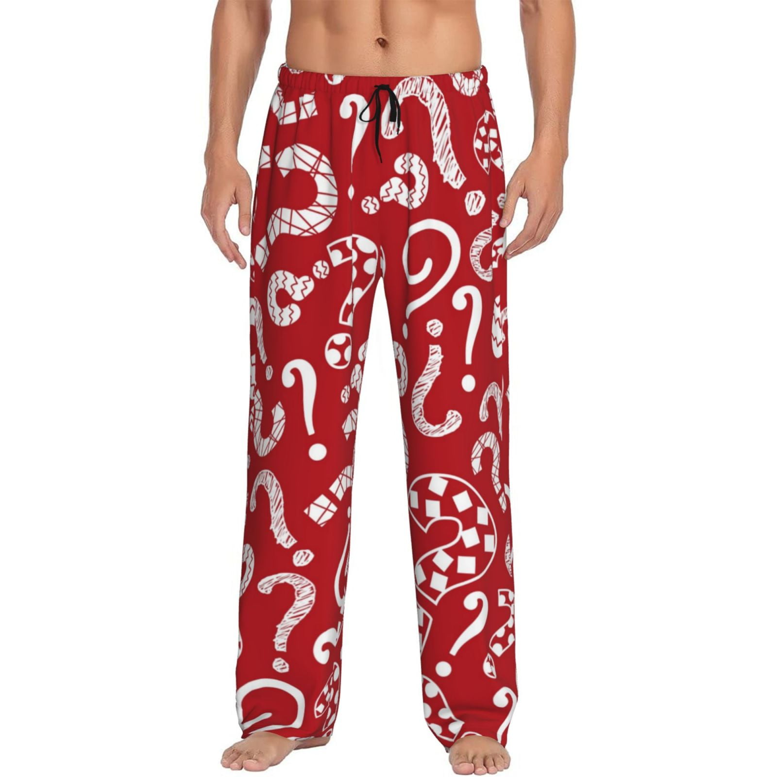 Adobk Question Marks1 Print Men's Poly-Spandex Jersey Knit Pajama Sleep ...