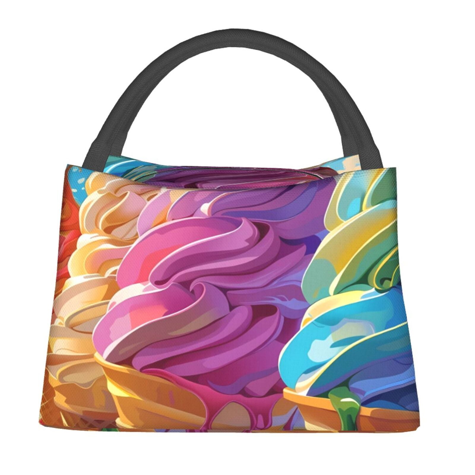 Adobk Rainbow Melting Ice Cream Print Portable Insulated Lunch Container set, Bento Box Adult ...