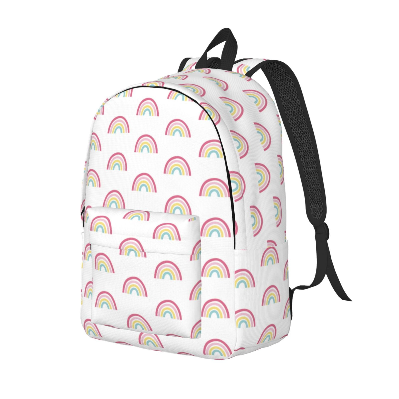 Adobk Rainbow Print Canvas Backpack Lightweight Travel Daypack Student ...