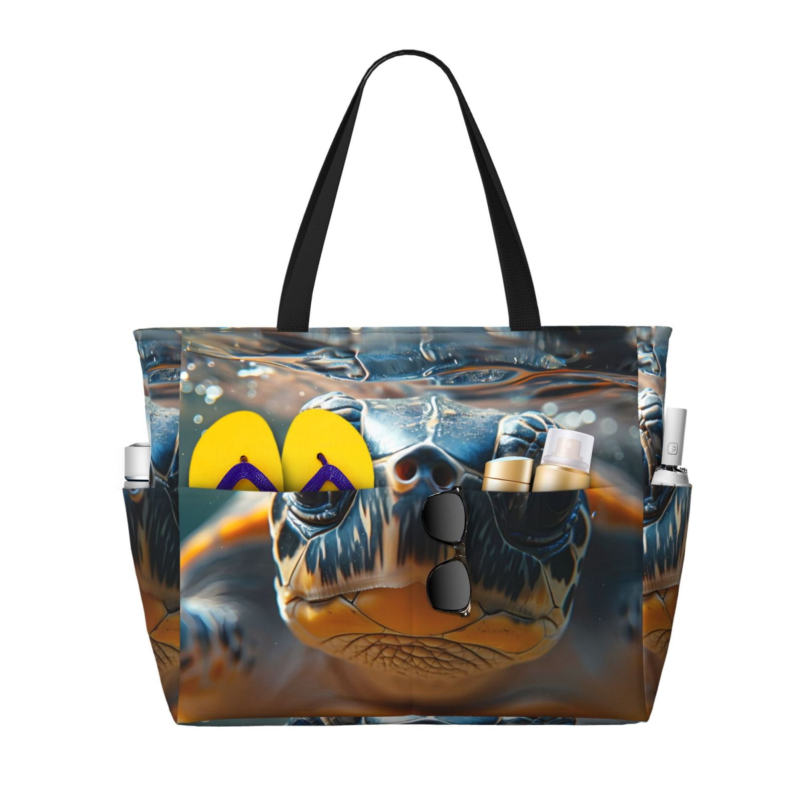 Adobk Realistic Cute Sea Turtle Print Beach Bag for Women Large Beach ...