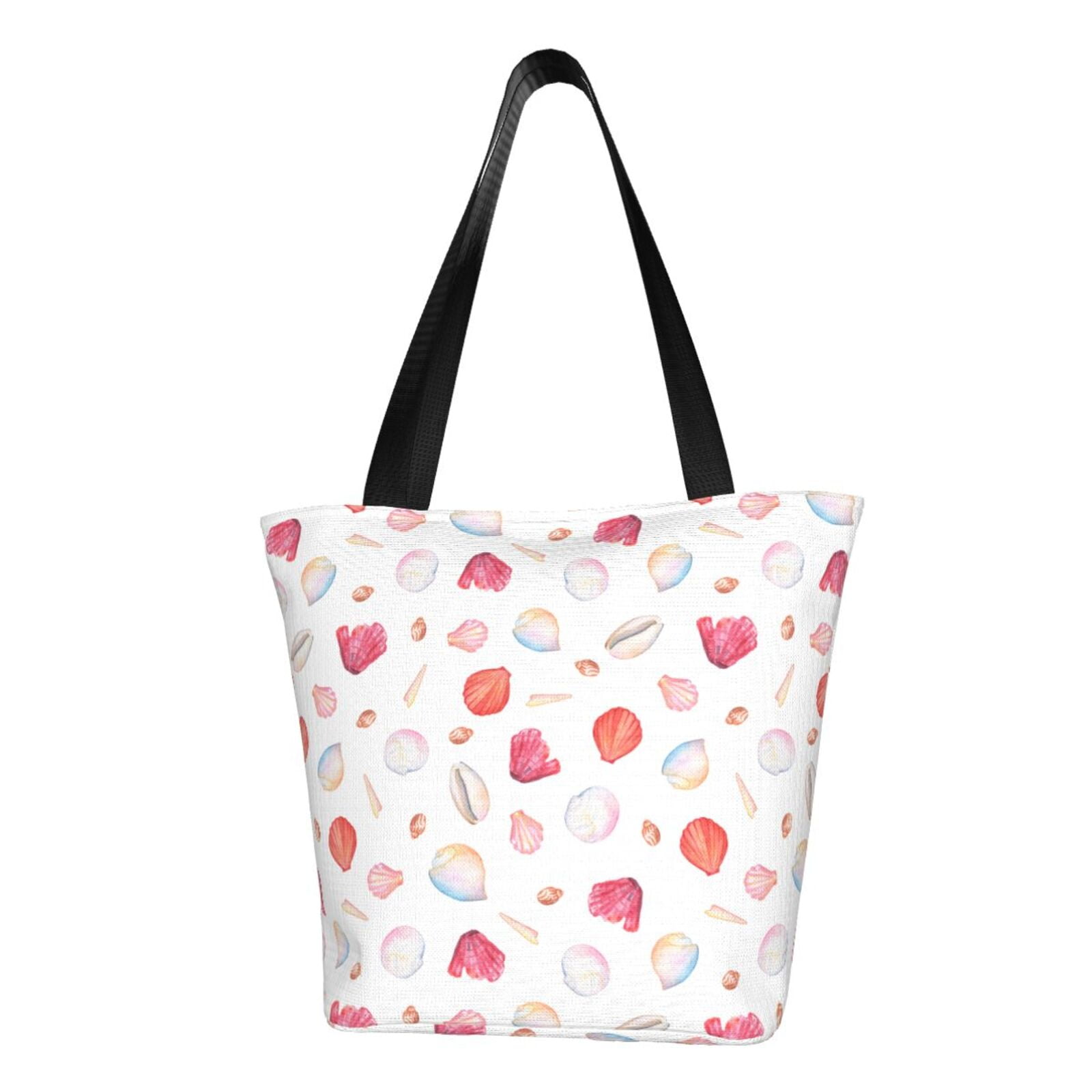 Adobk Red Coral And Scallop Seashell Canvas Tote Bag Vintage Tote Bag ...