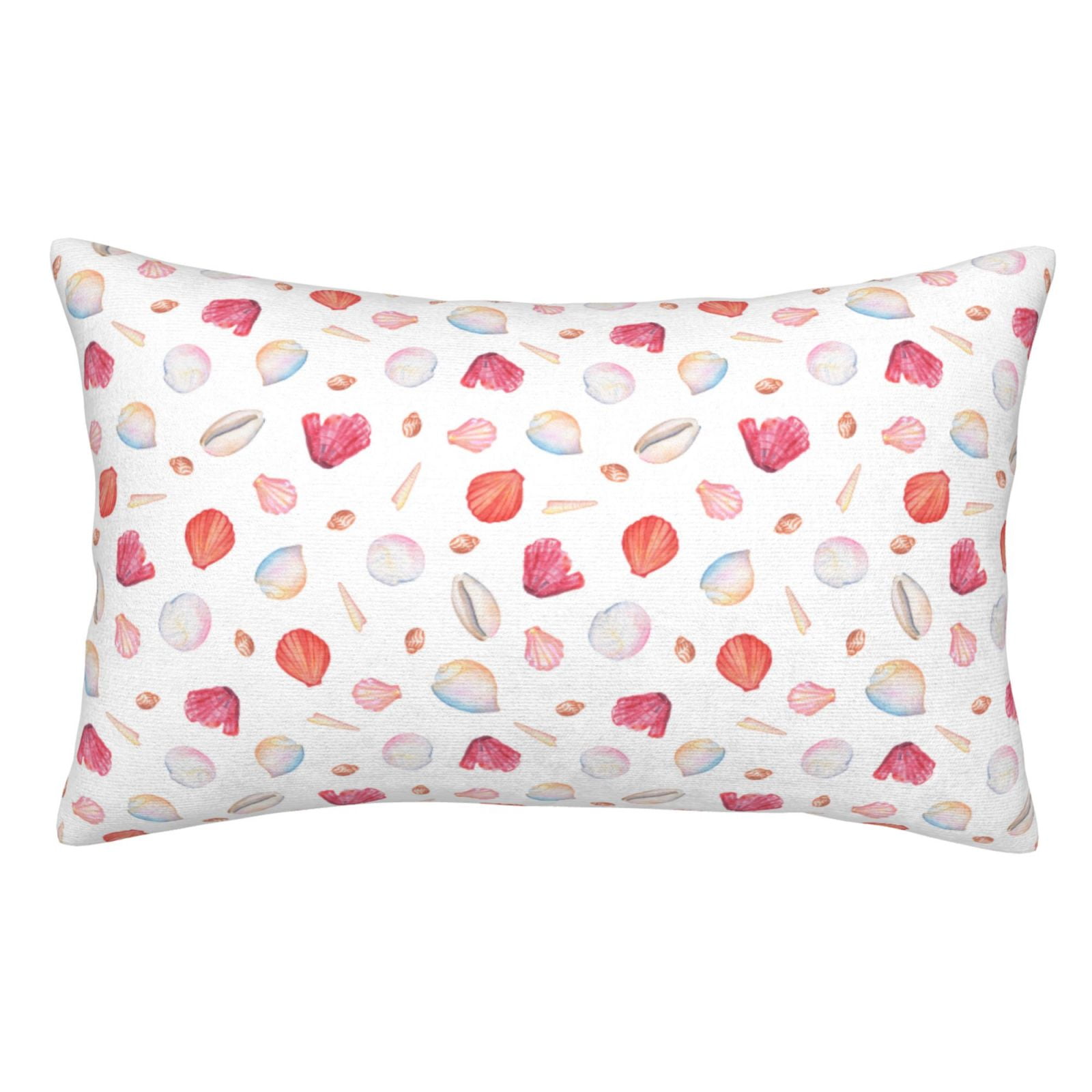 Adobk Red Coral And Scallop Seashell Print Pillow Cases Standard Size ...