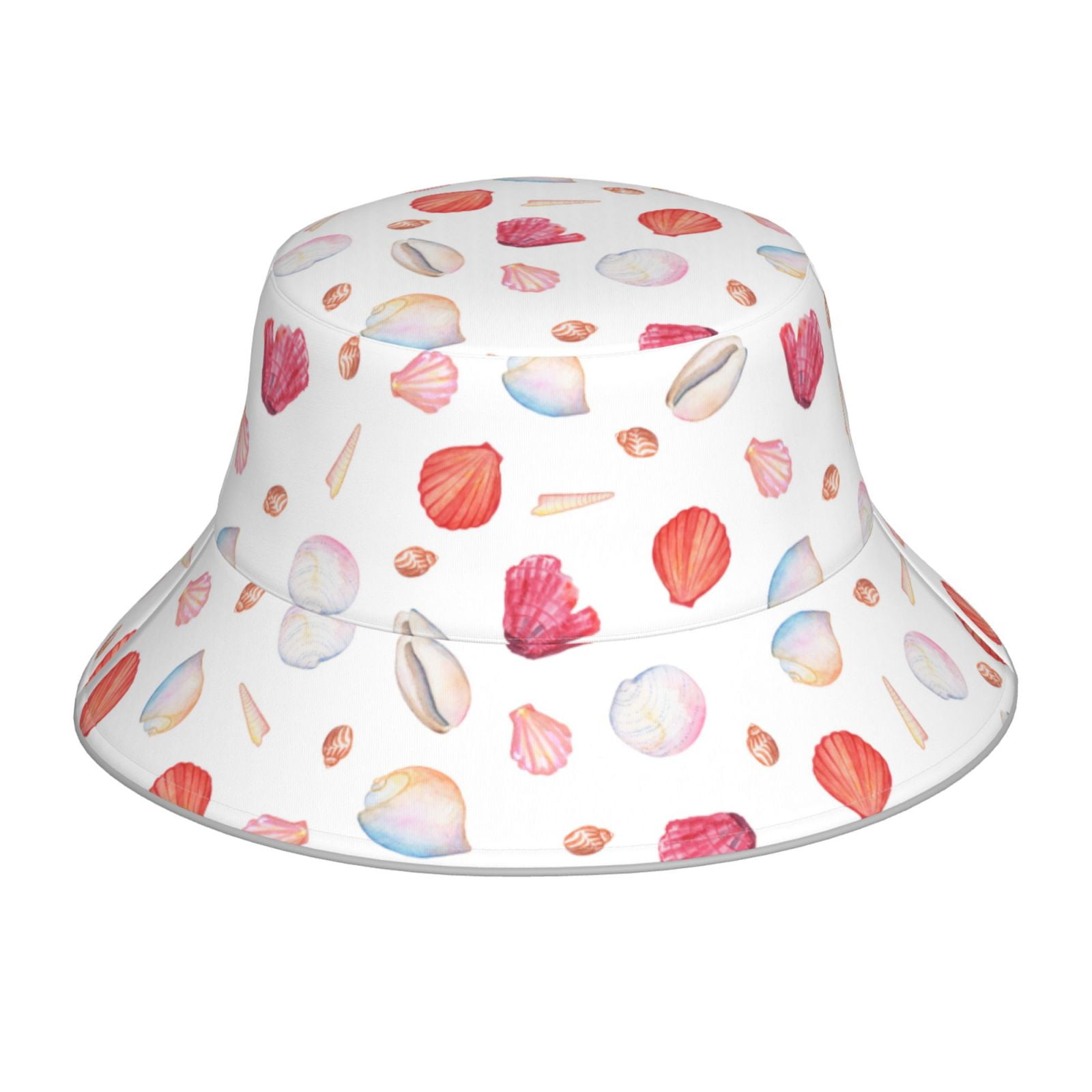 Adobk Red Coral And Scallop Seashell Reflective Fisherman'S Hat Caps ...