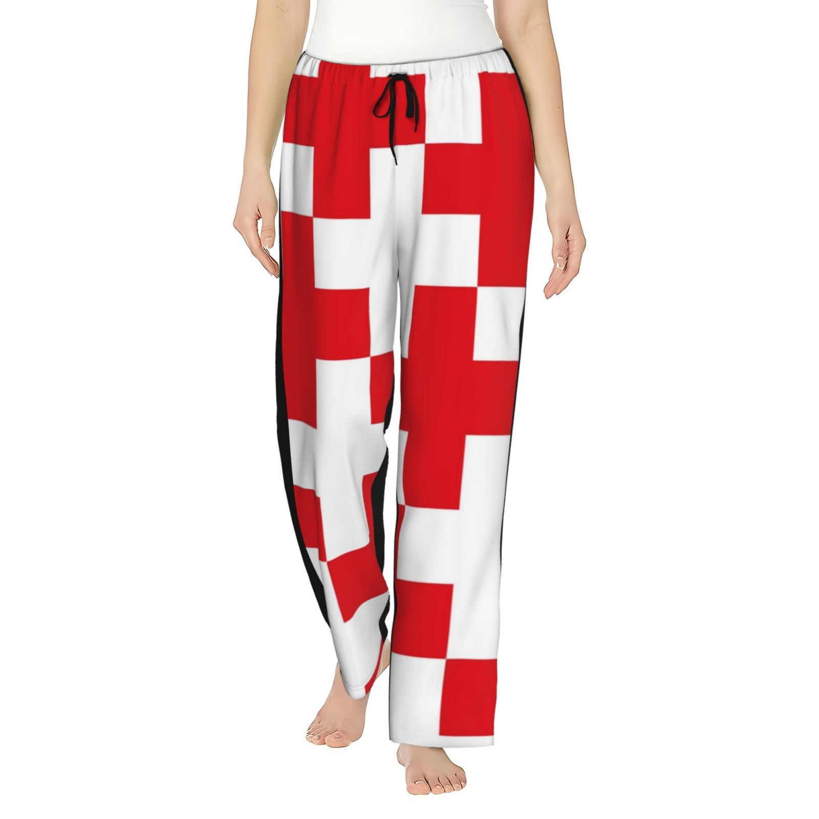 Adobk Red Cross 1 Print Women Comfy Casual Pajama Pants with Pockets ...