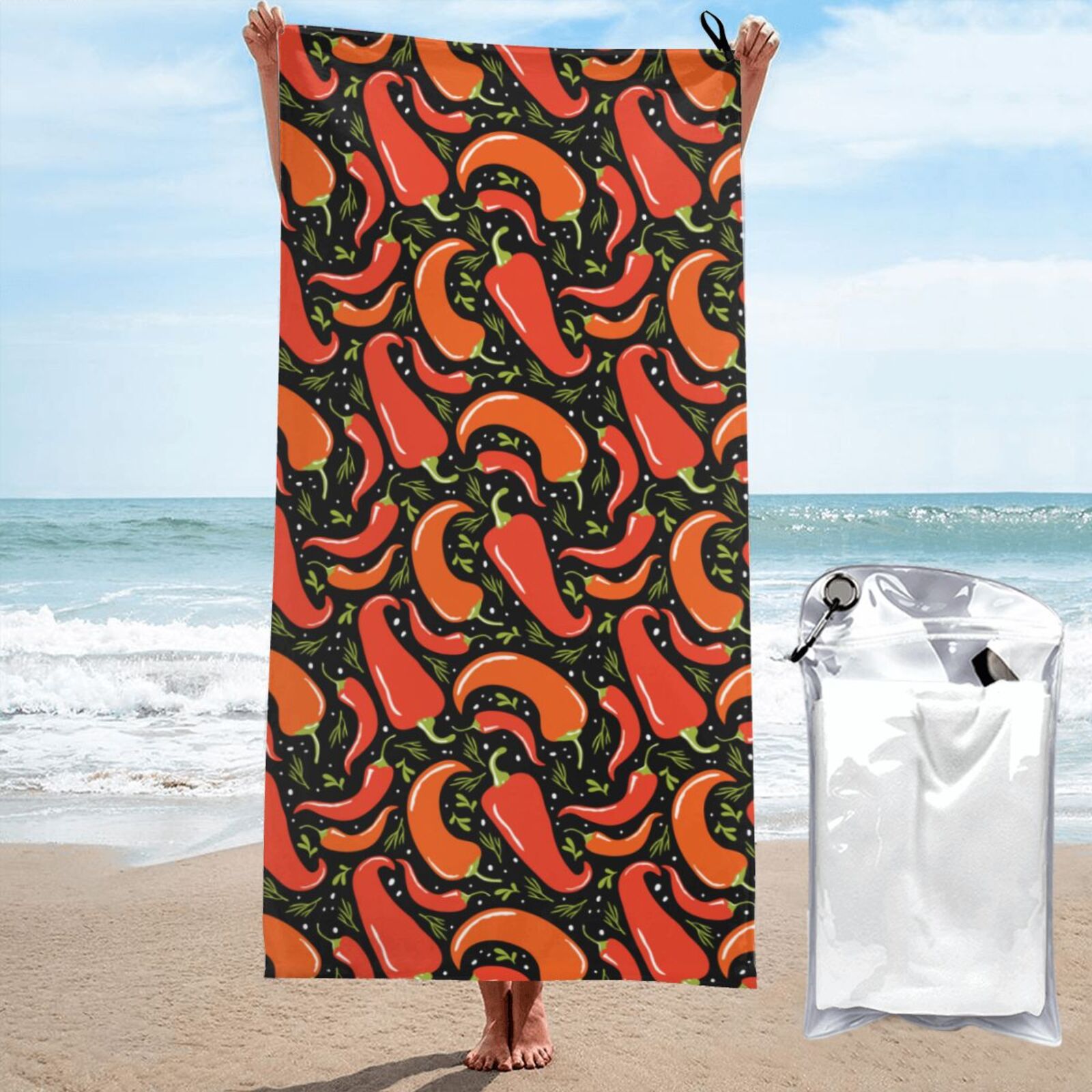 Adobk Red Hot Chili Beach Towel 31.5"X63" Sand Free Quick Dry Towel ...