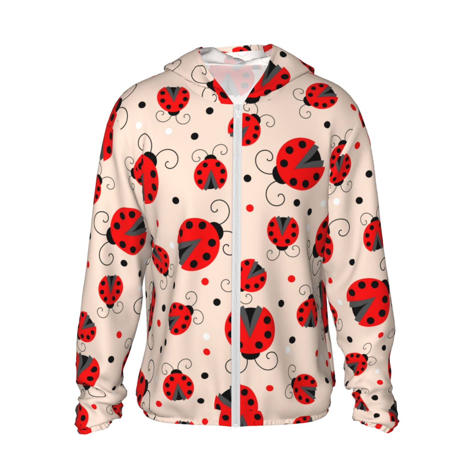 Adobk Red Ladybug Men Women Full Zip Sun Protection Hoodie Packable ...