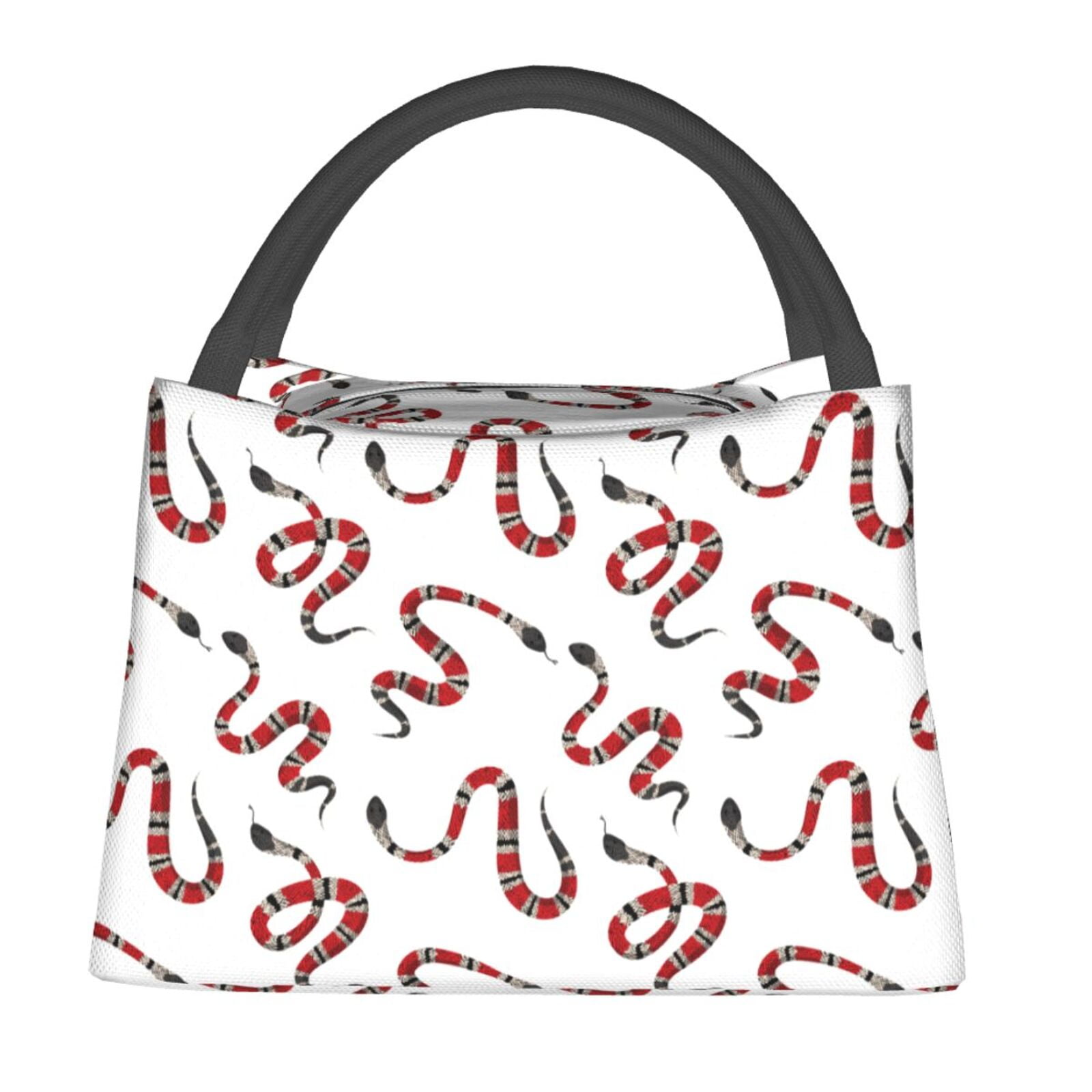 Adobk Red Snake Print Portable Insulated Lunch Container set, Bento Box ...