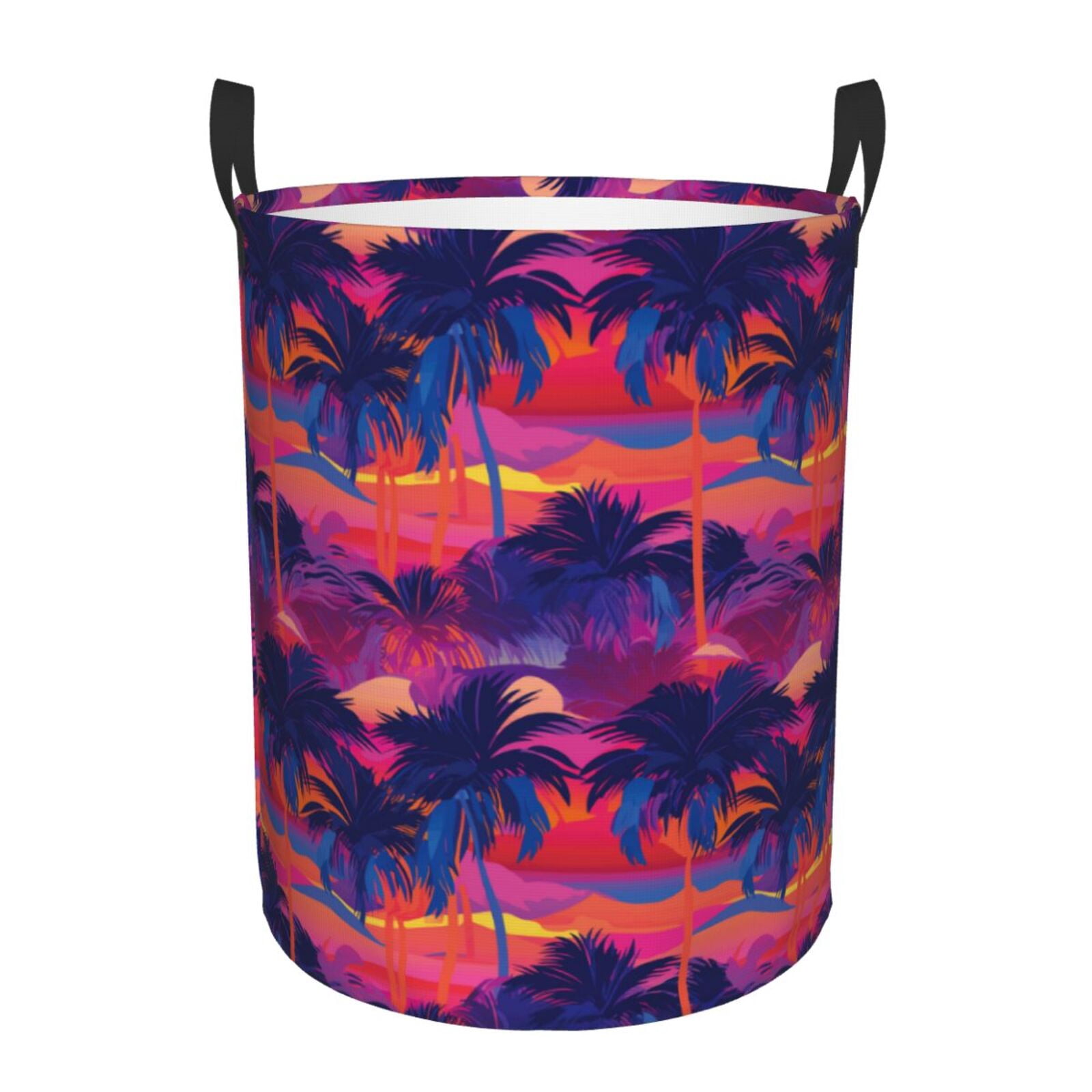 Adobk Retro Palms Print Laundry Basket,irty Clothes Hamper with Handle ...