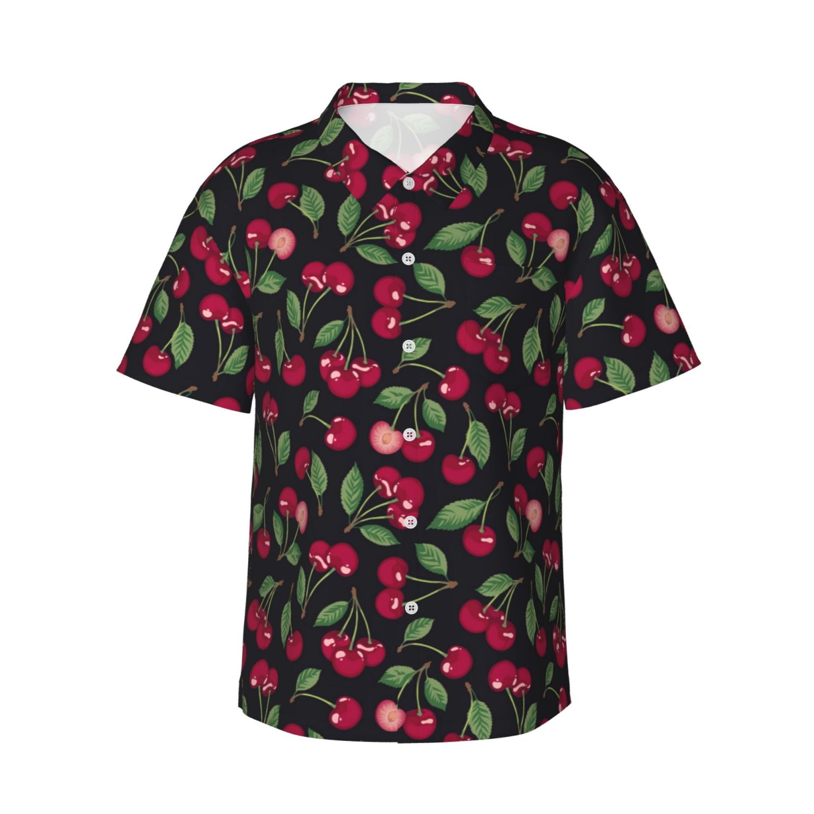 Adobk Ripe Red Cherry Hawaiian Shirt Men Casual Button Down Shortsleeve ...