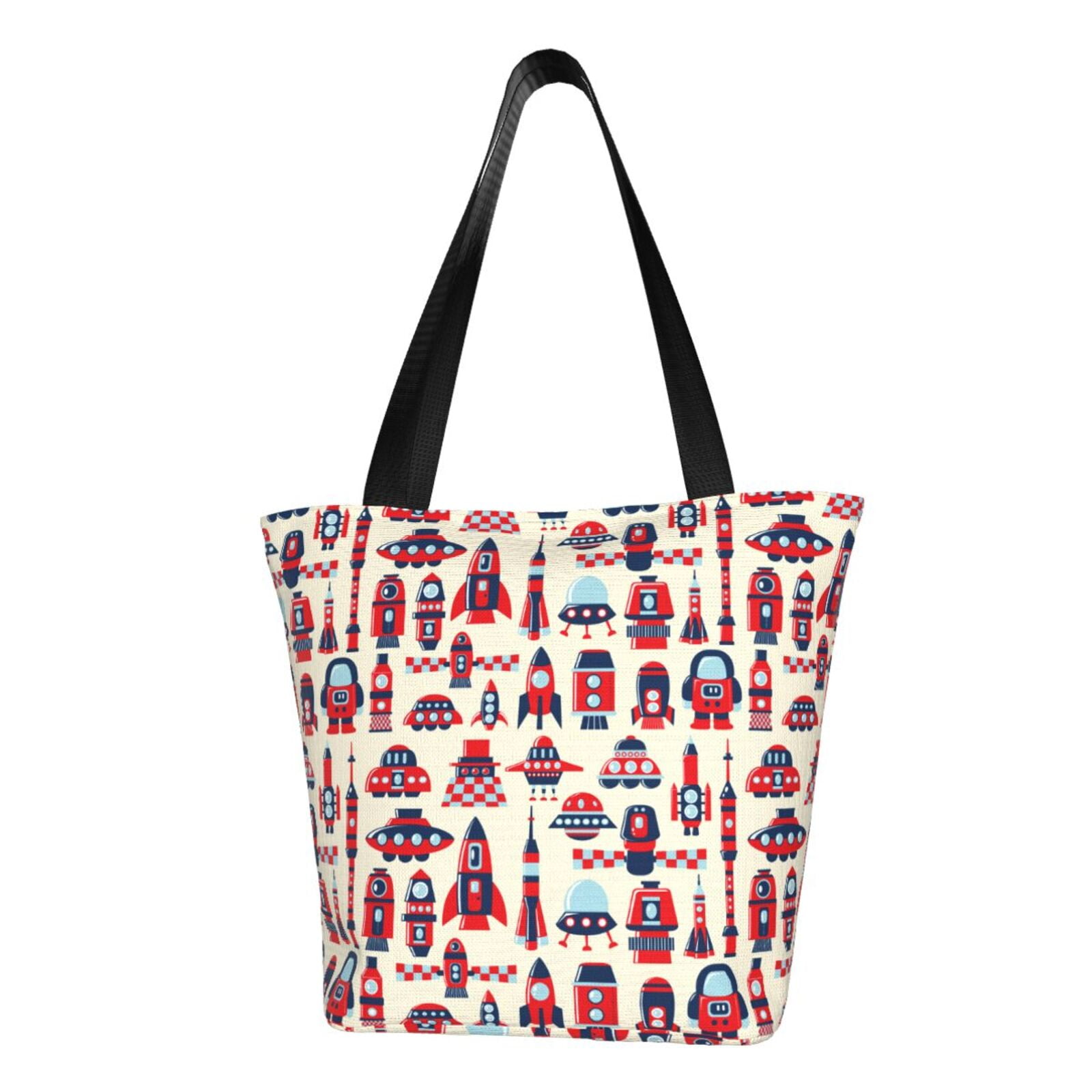 Adobk Rocket Pattern Canvas Tote Bag Vintage Tote Bag Shopping Bags ...