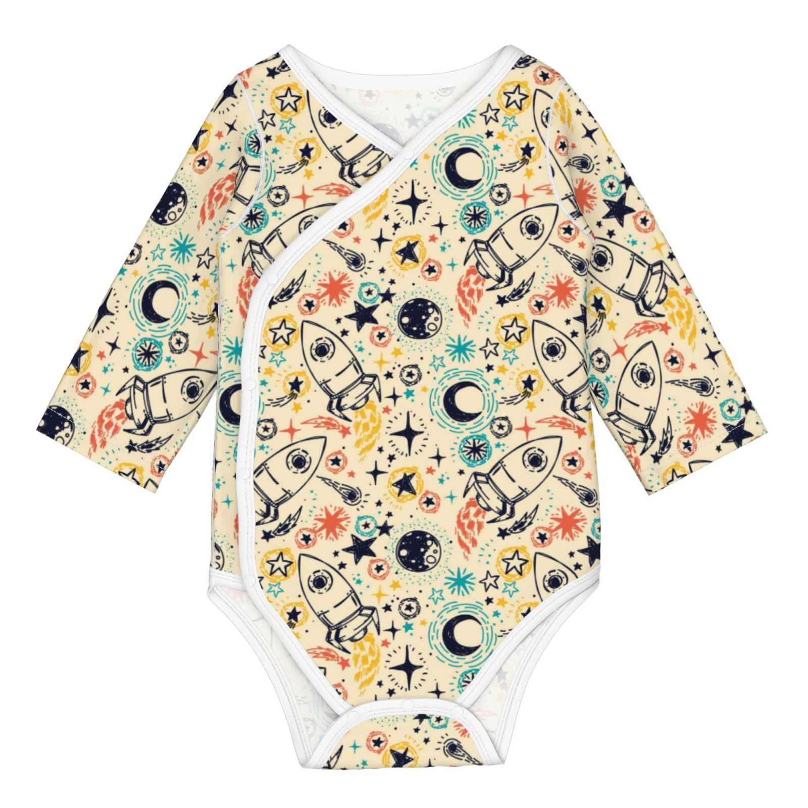 Adobk Rockets Print Baby Long-Sleeve Bodysuit Baby Clothes Newborn Girl ...