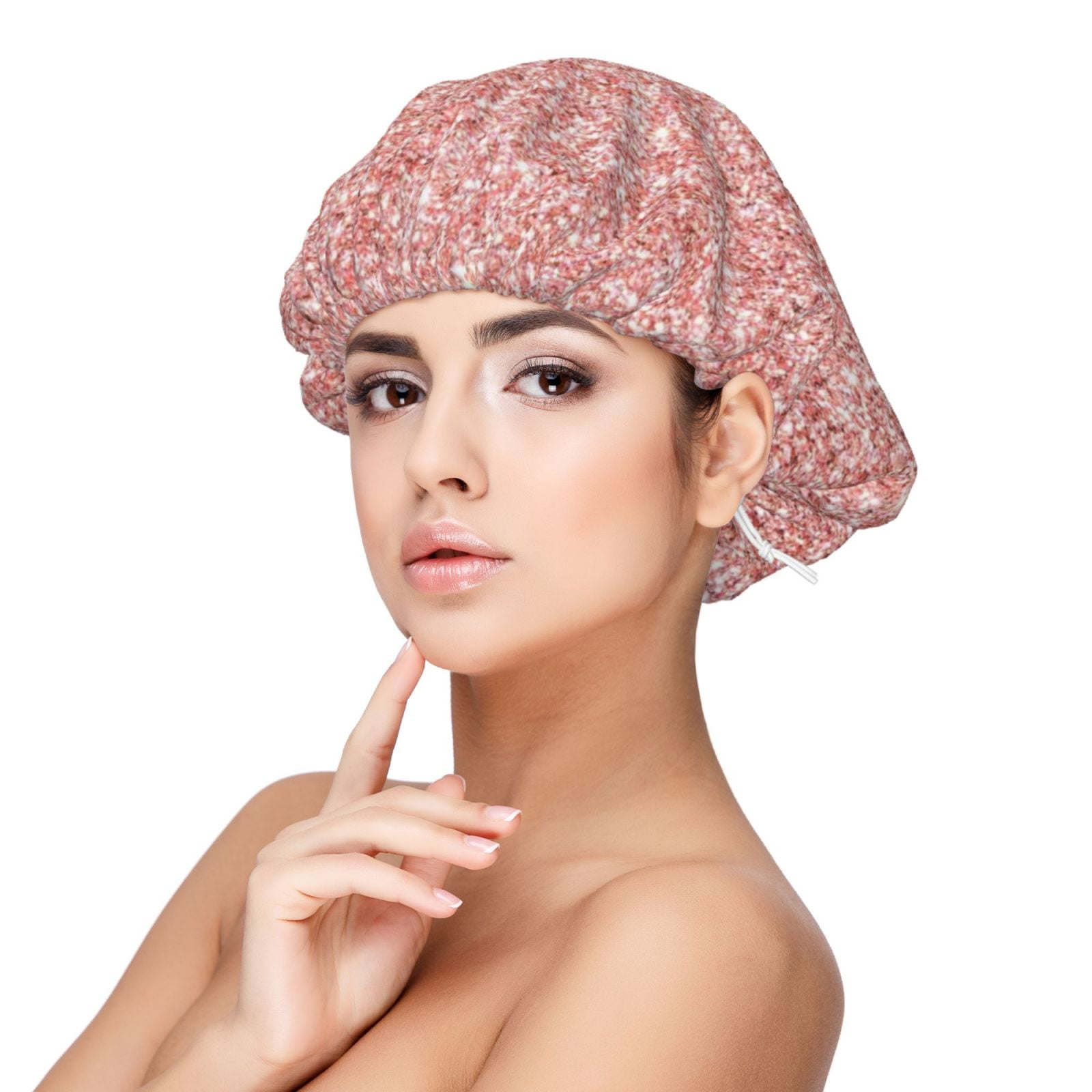 Adobk Rose Gold Glitter Print Satin Bonnet, Night Sleep Caps with Wide ...