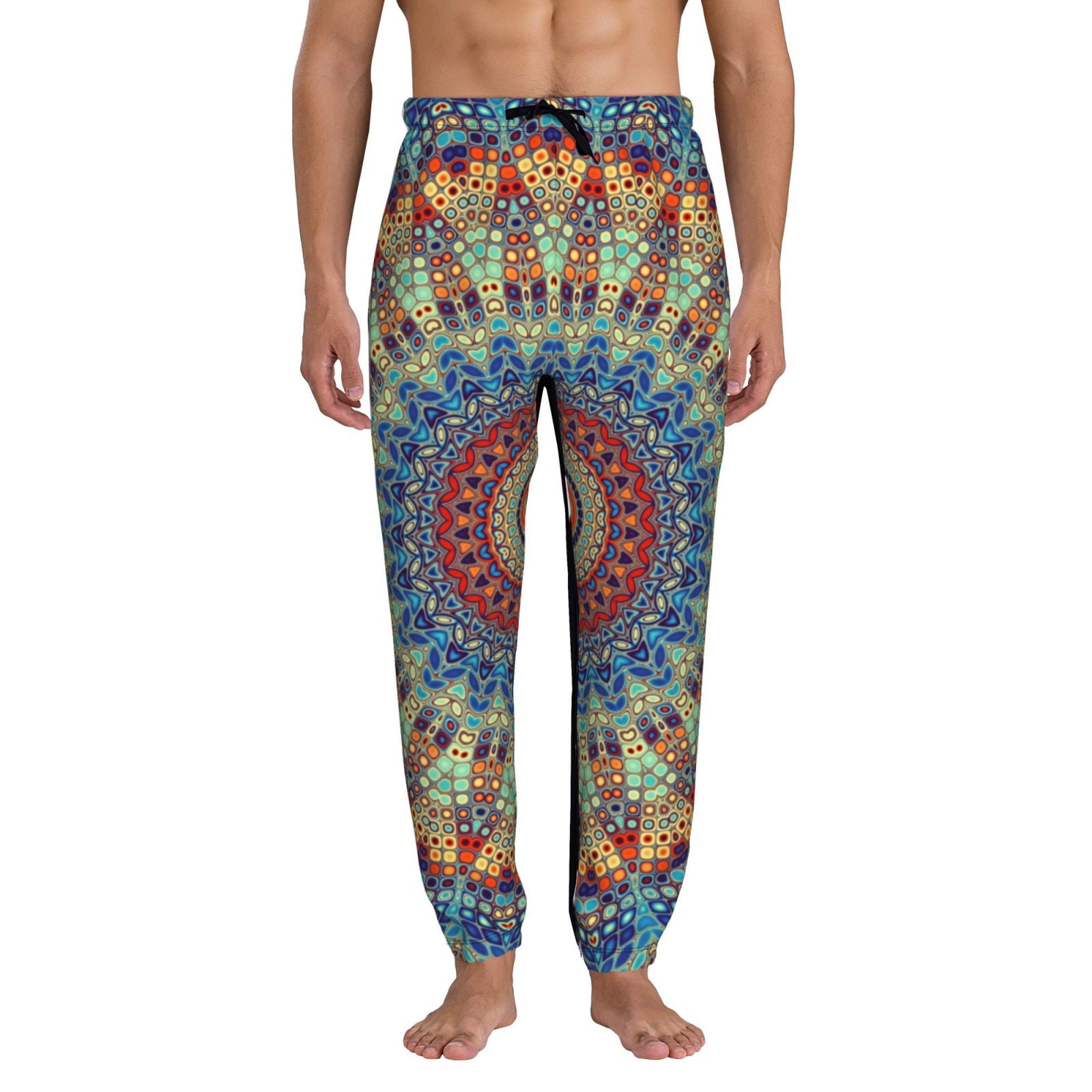 Adobk Round Mandala Print Men's Sweatpants Tapered Joggers for Men ...