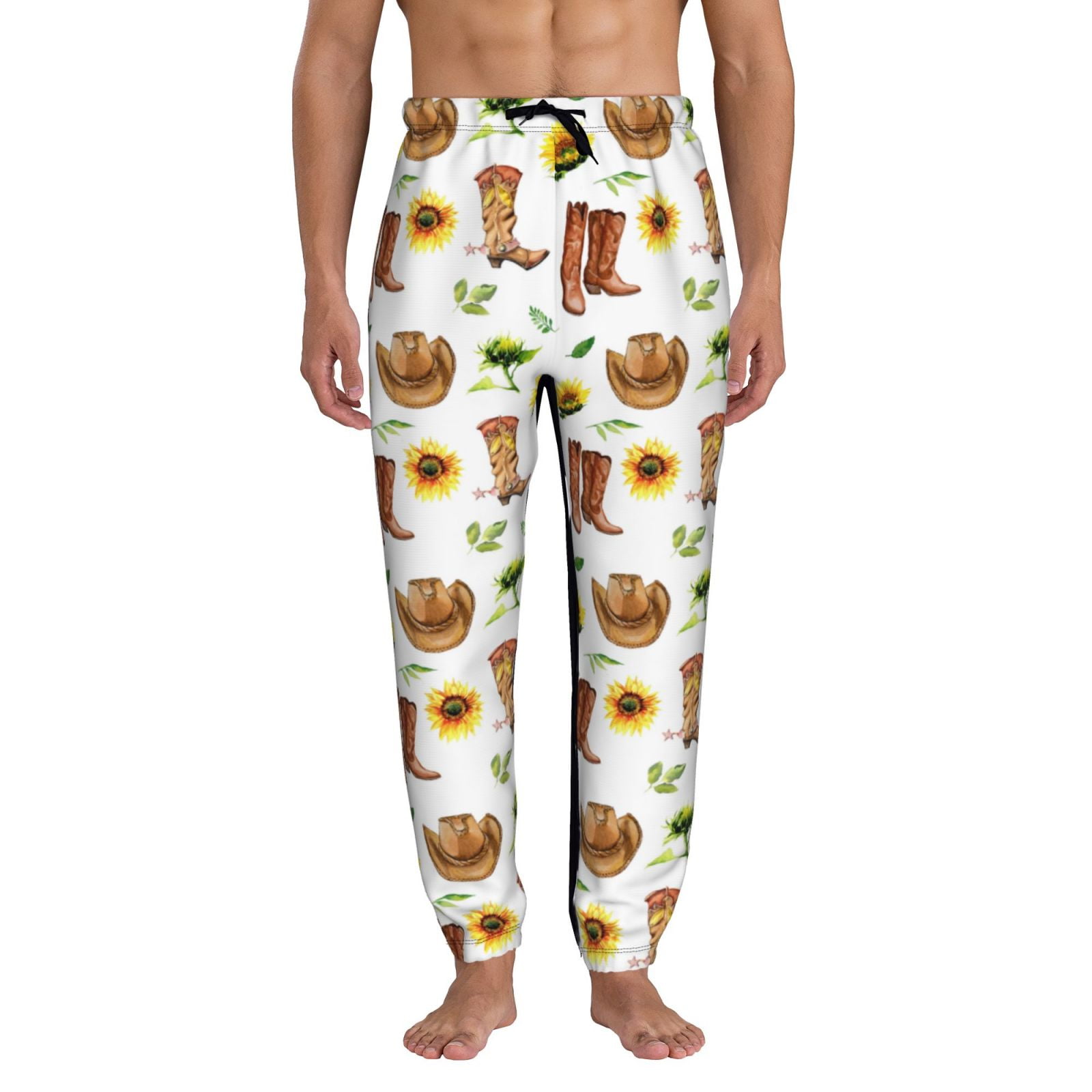 Adobk Rustic Western Charm Print Men's Sweatpants Tapered Joggers for ...