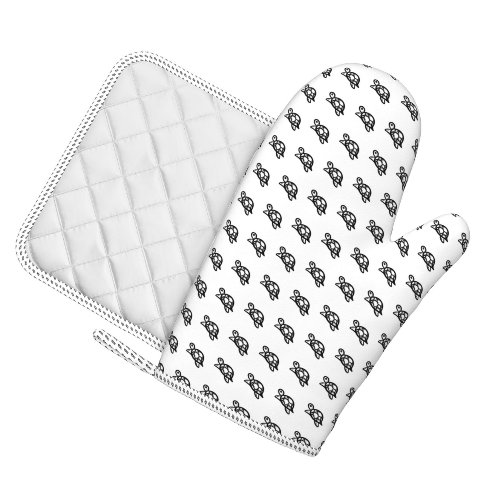 Adobk SeTurtle27 Print Mitts and Pot Holders Sets of 2,Silicone Non ...