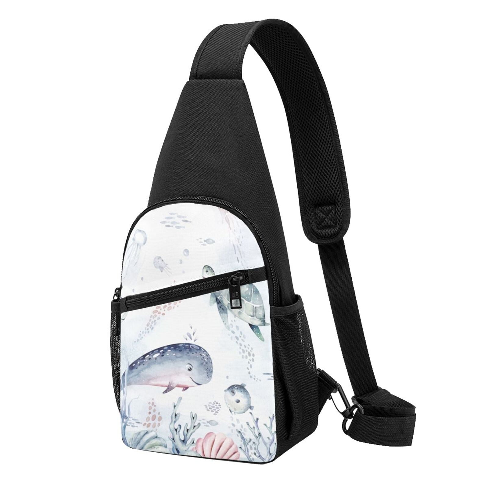Adobk Sea Animals Print Waterproof Sling Bag Crossbody Backpack for Men ...