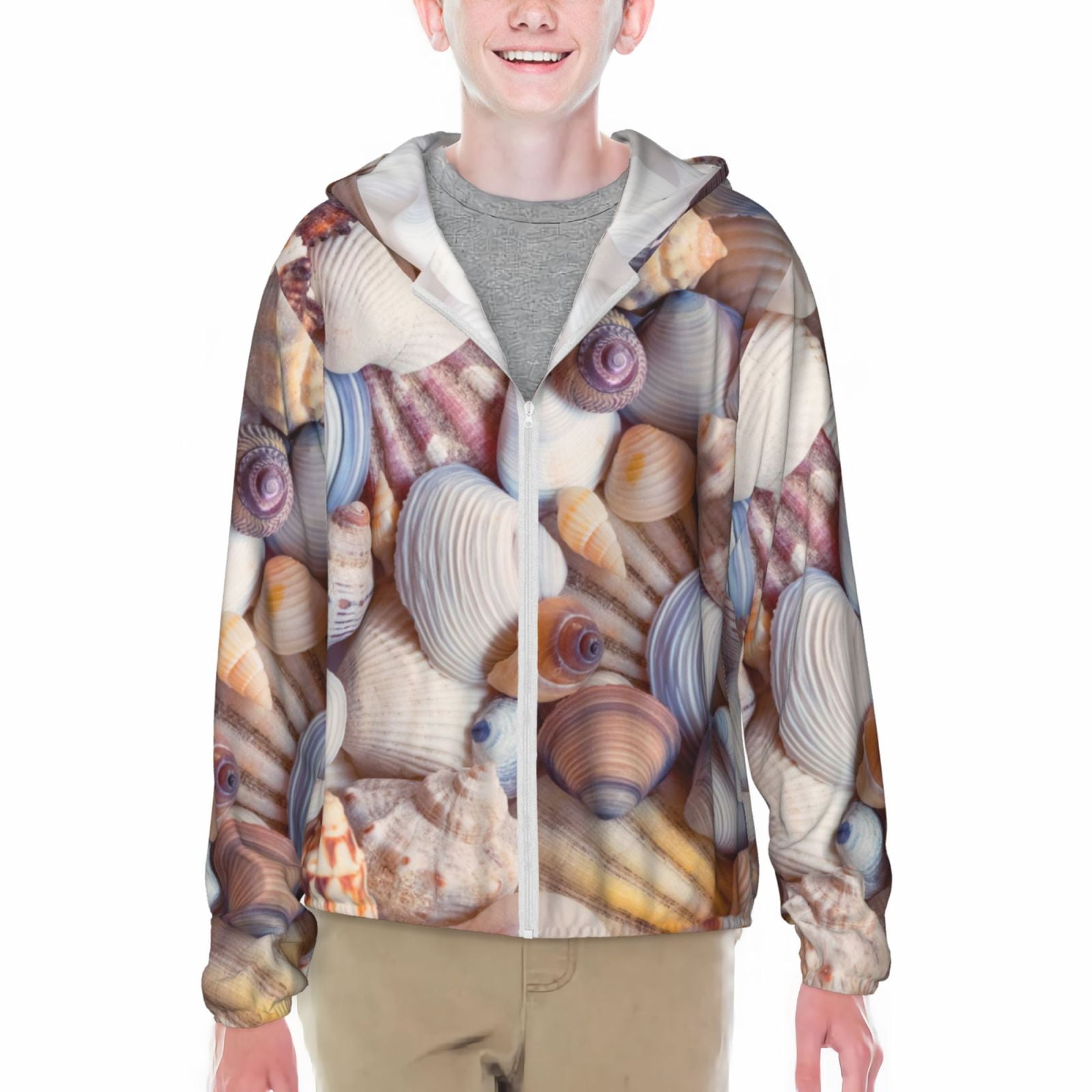 Adobk Sea Shells Print Rash Guard Long Sleeve UPF 50+ UV Protection ...