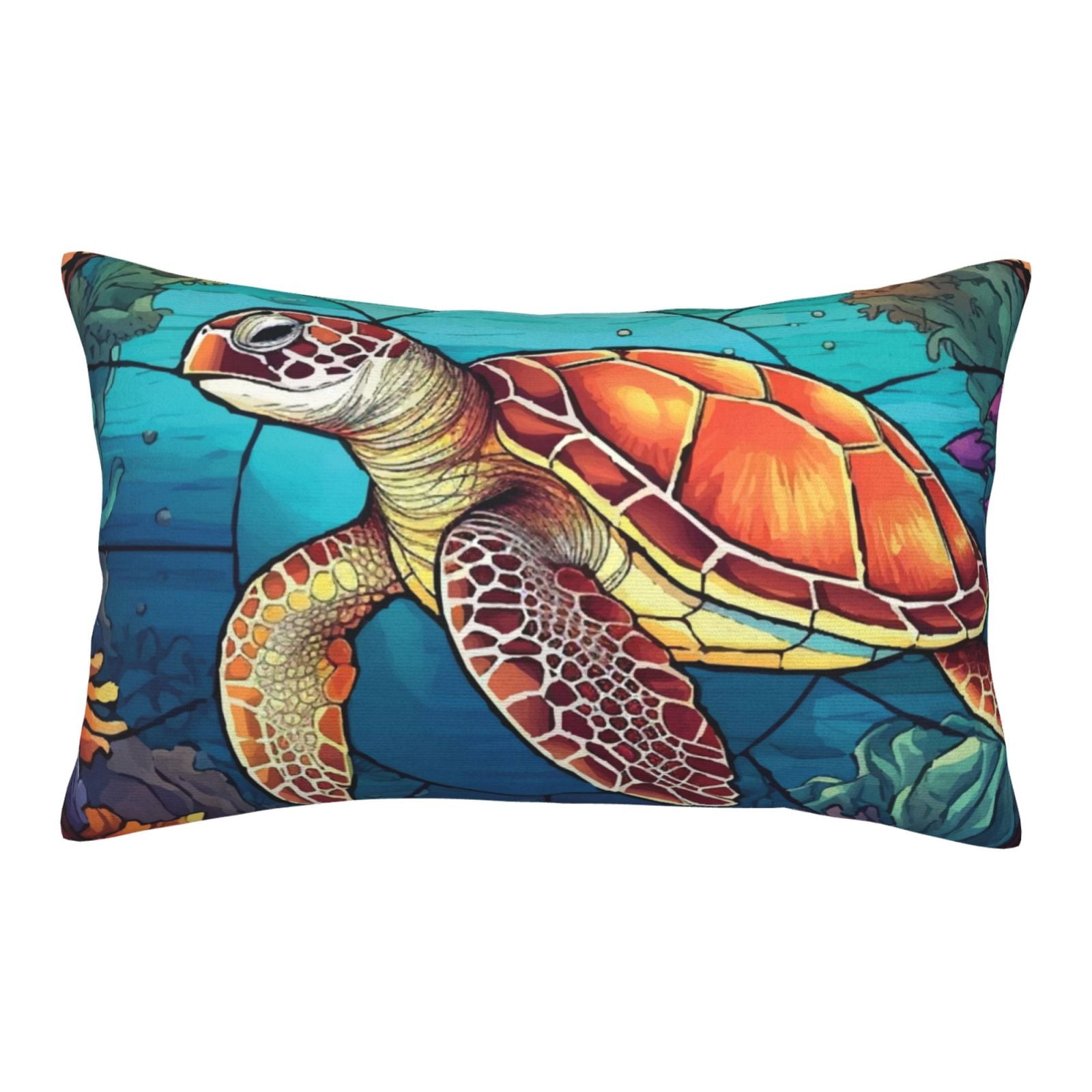 Adobk Sea Turtle in Coral Print Pillowcases Cotton Queen Pillow Cases ...