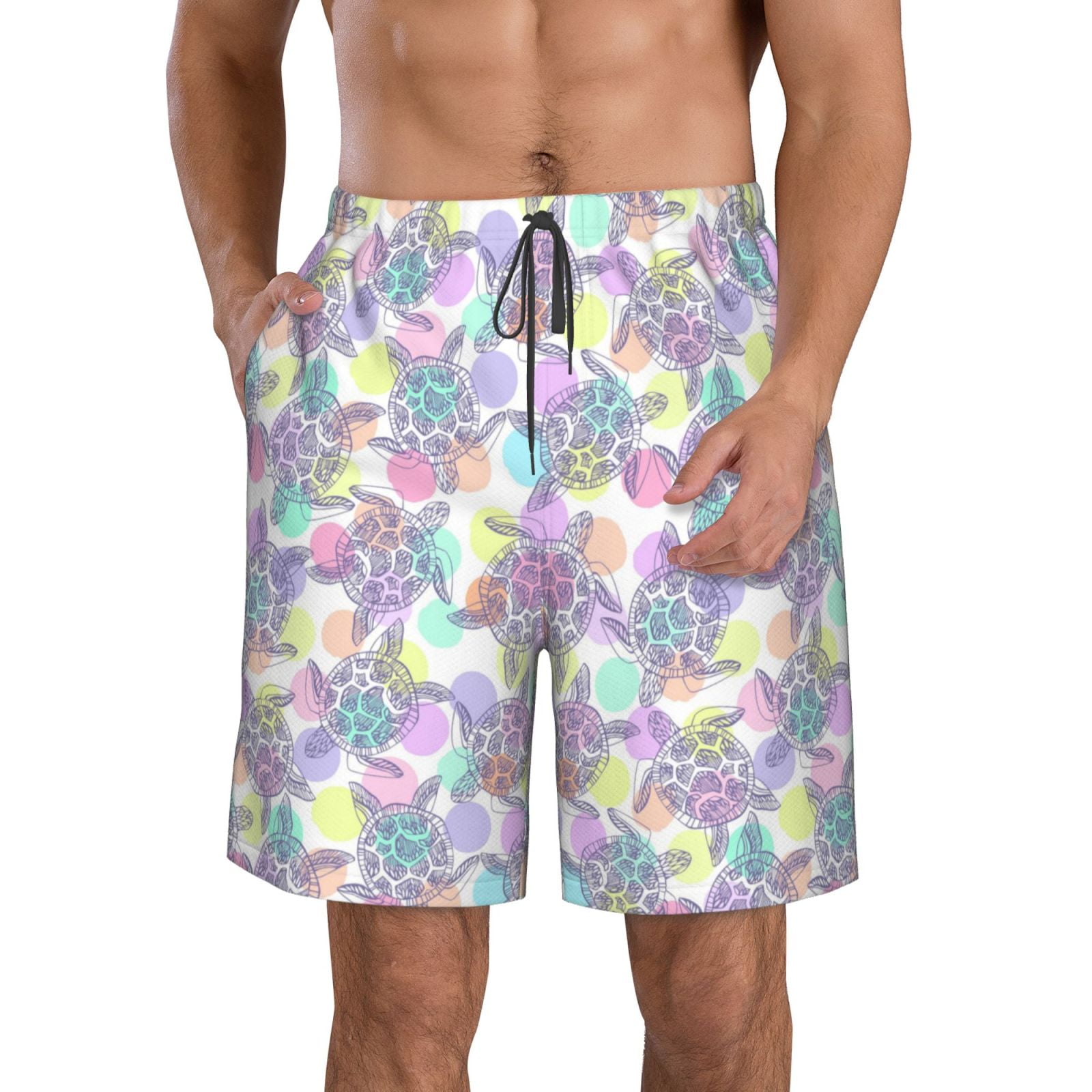 Adobk Sea Turtles Print Men's Swim Trunks Hawaiian Bathing Suit ...
