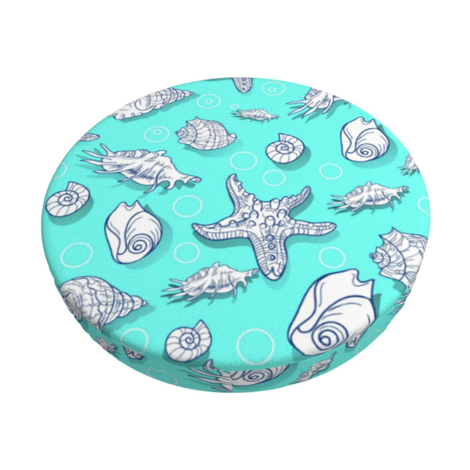 Adobk Seashell And Starfish Round Bar Stool Covers - Super Soft And ...