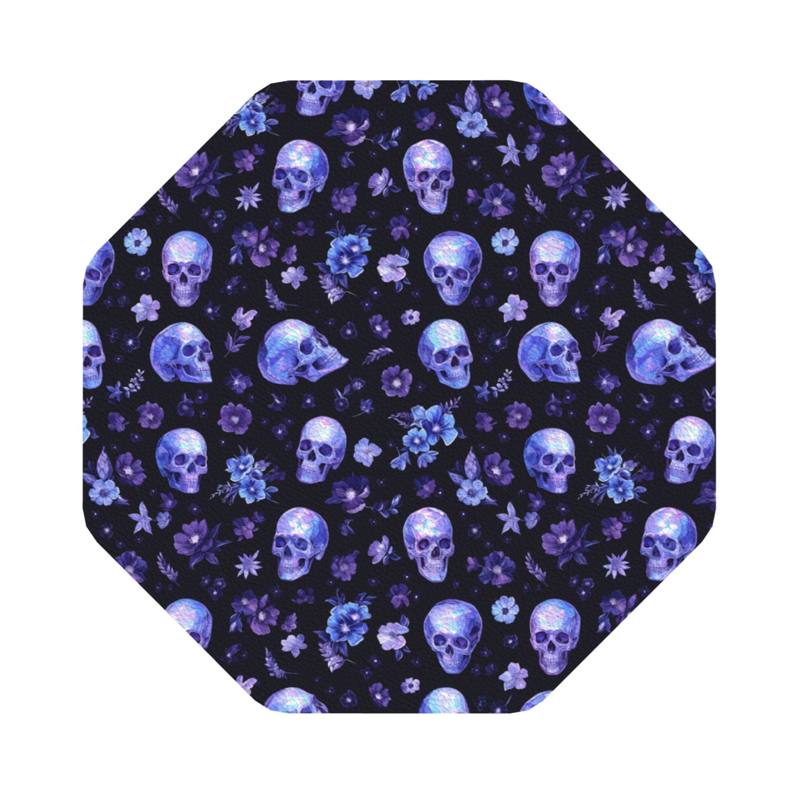 Adobk Skull flower leaf purple Print Leather Coasters for Drinks(6 Pack ...