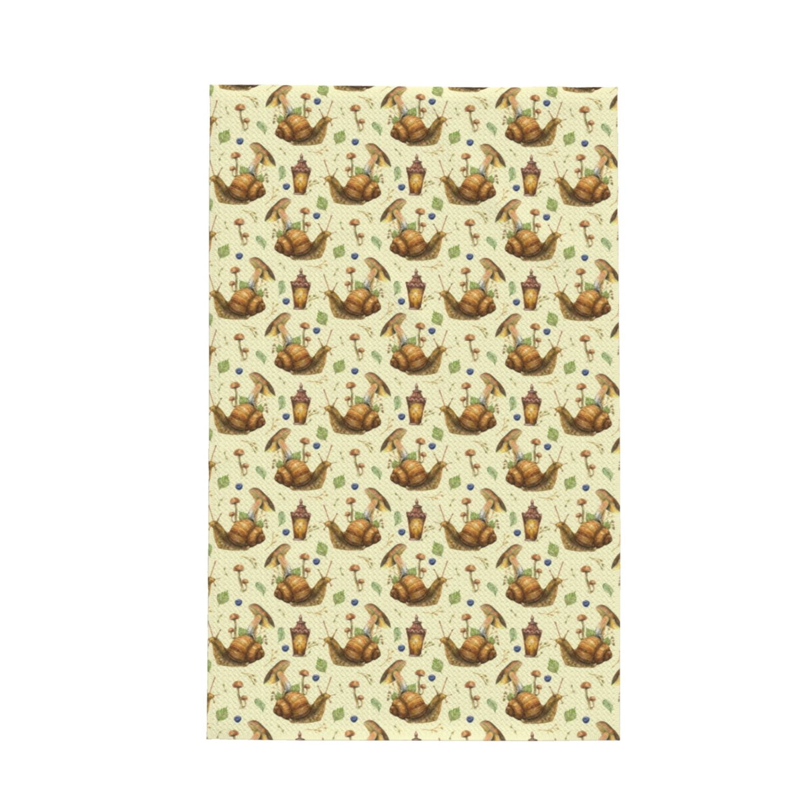 Adobk Snail With Mushrooms Print Kitchen Towels Dish Towels Kitchen ...
