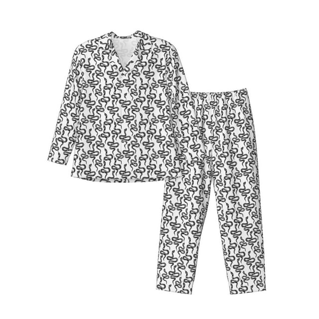 Adobk Snake Print Mens Pajamas Set Long Sleeve Soft Pajamas for Men ...