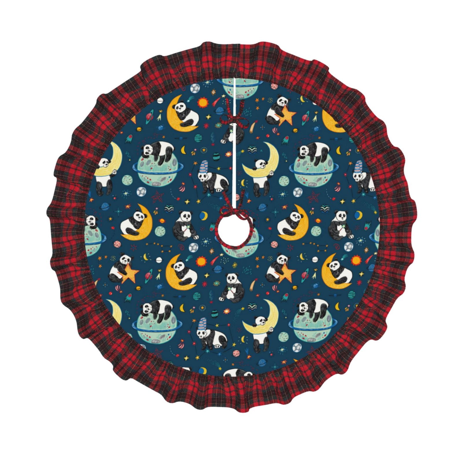Adobk Space Sleeping Panda Print Christmas Tree Skirt Party Decorations ...