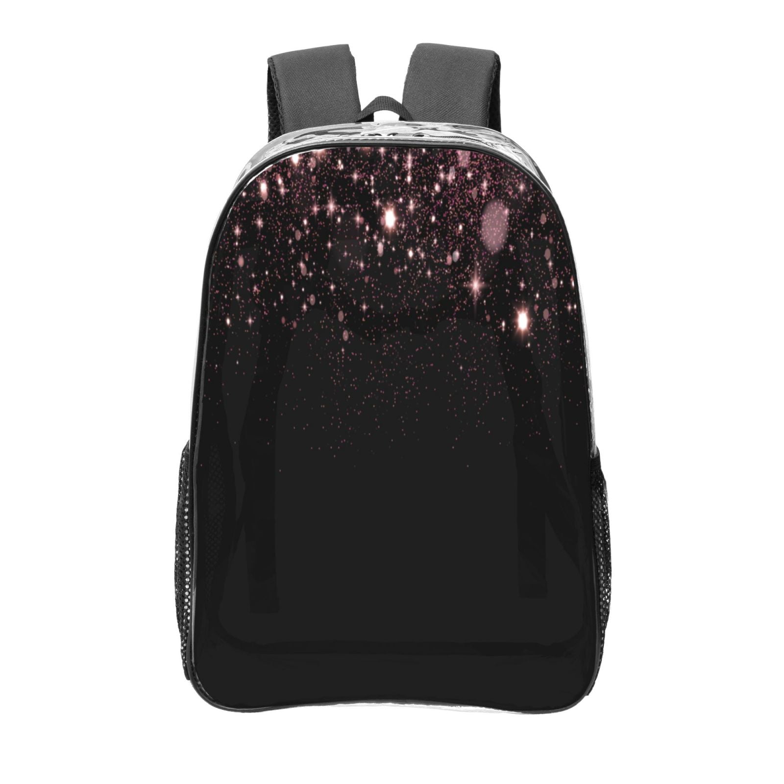Adobk Sparkling Pink Night Sky Print Duty Clear Backpack for Girls Boys ...