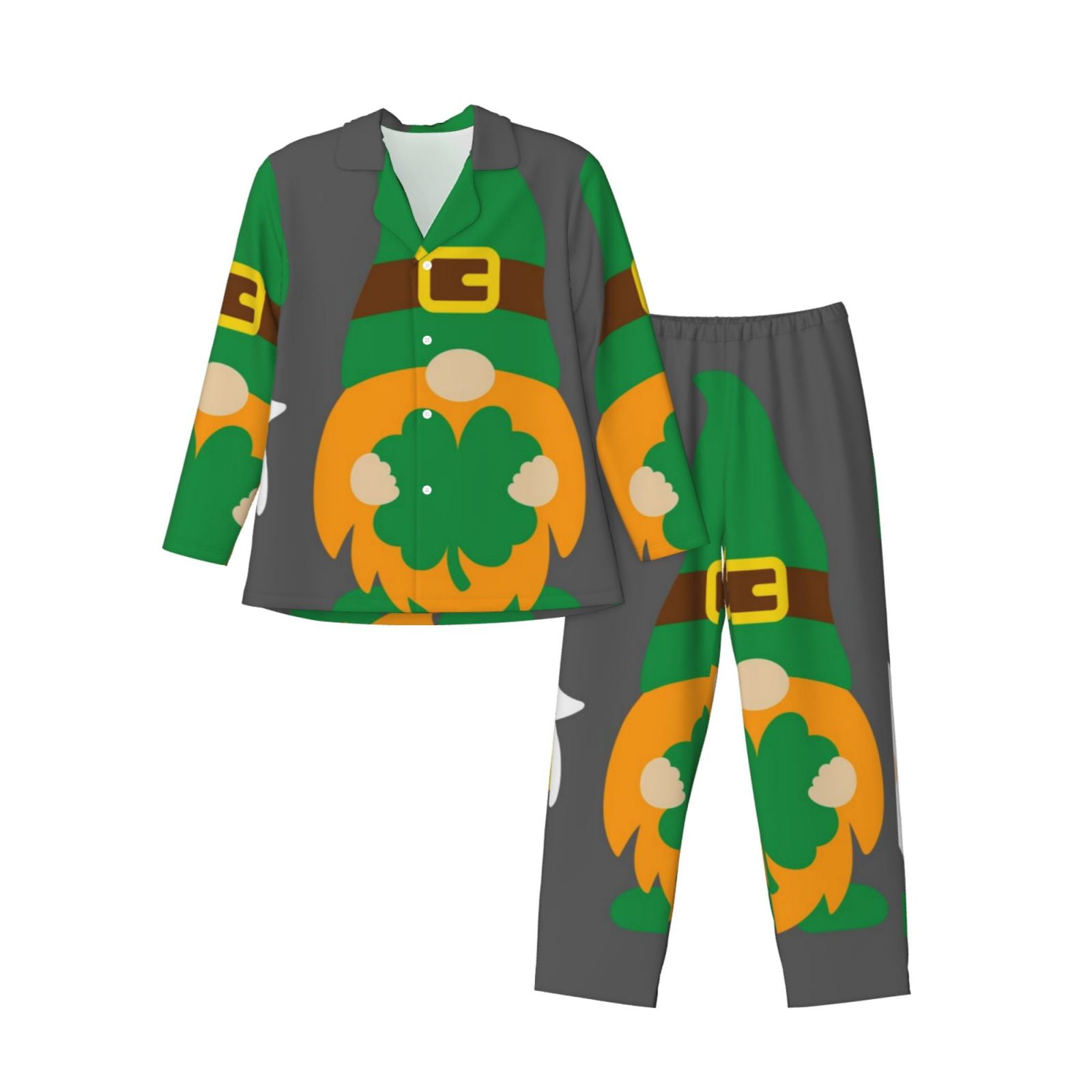 Adobk Spring St Patrick’S Day Irish Gnomes Print Mens Pajamas Set Long ...