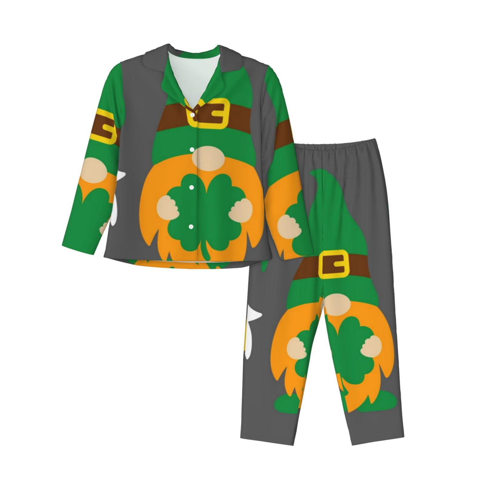 Adobk Spring St Patrick’S Day Irish Gnomes Print Pajamas Set Long ...