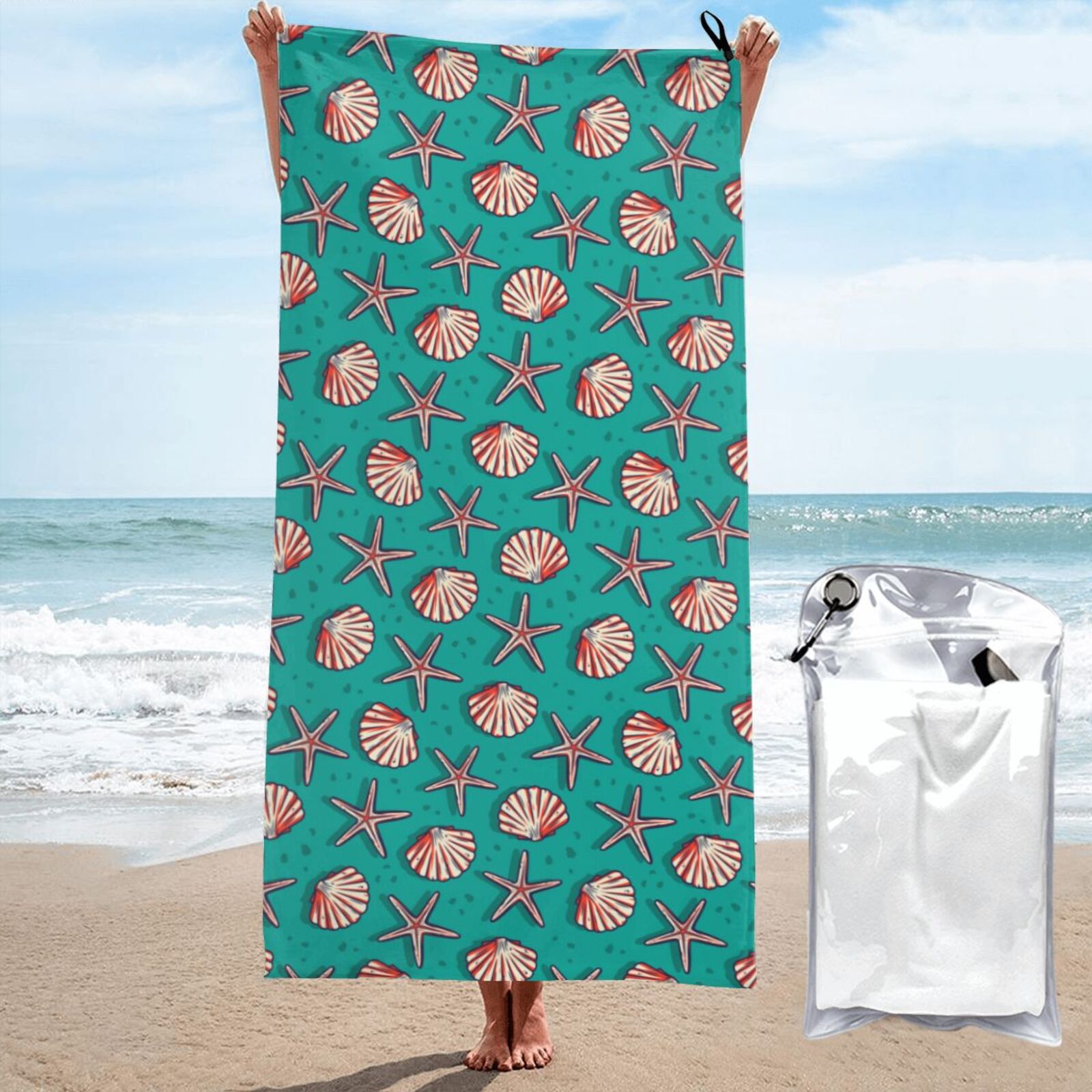 Adobk Starfish And Shell Beach Towel 27.5"X55" Sand Free Quick Dry ...