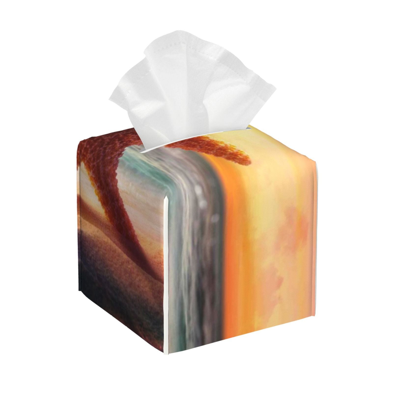 Adobk Starfish Sunset Sea Beach Print Tissue Box Cover, Square PU ...