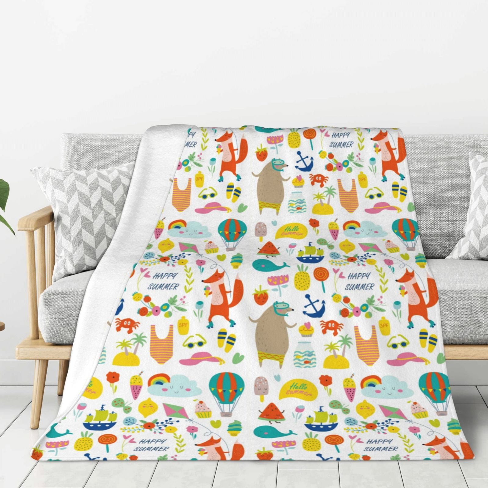 Adobk Summer Animal Print Blanket Super Soft Flannel Throw Blanket ...