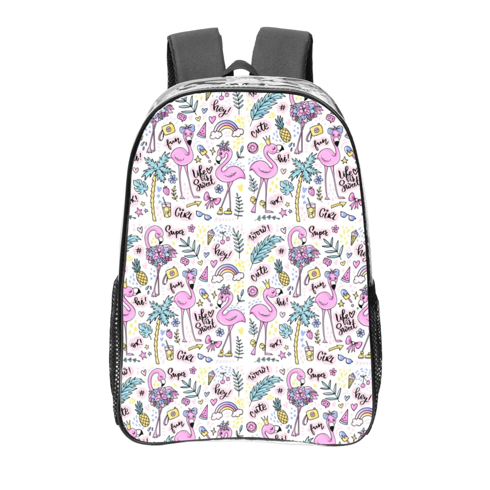 Adobk Summer with Flamingo Print Duty Clear Backpack for Girls Boys ...