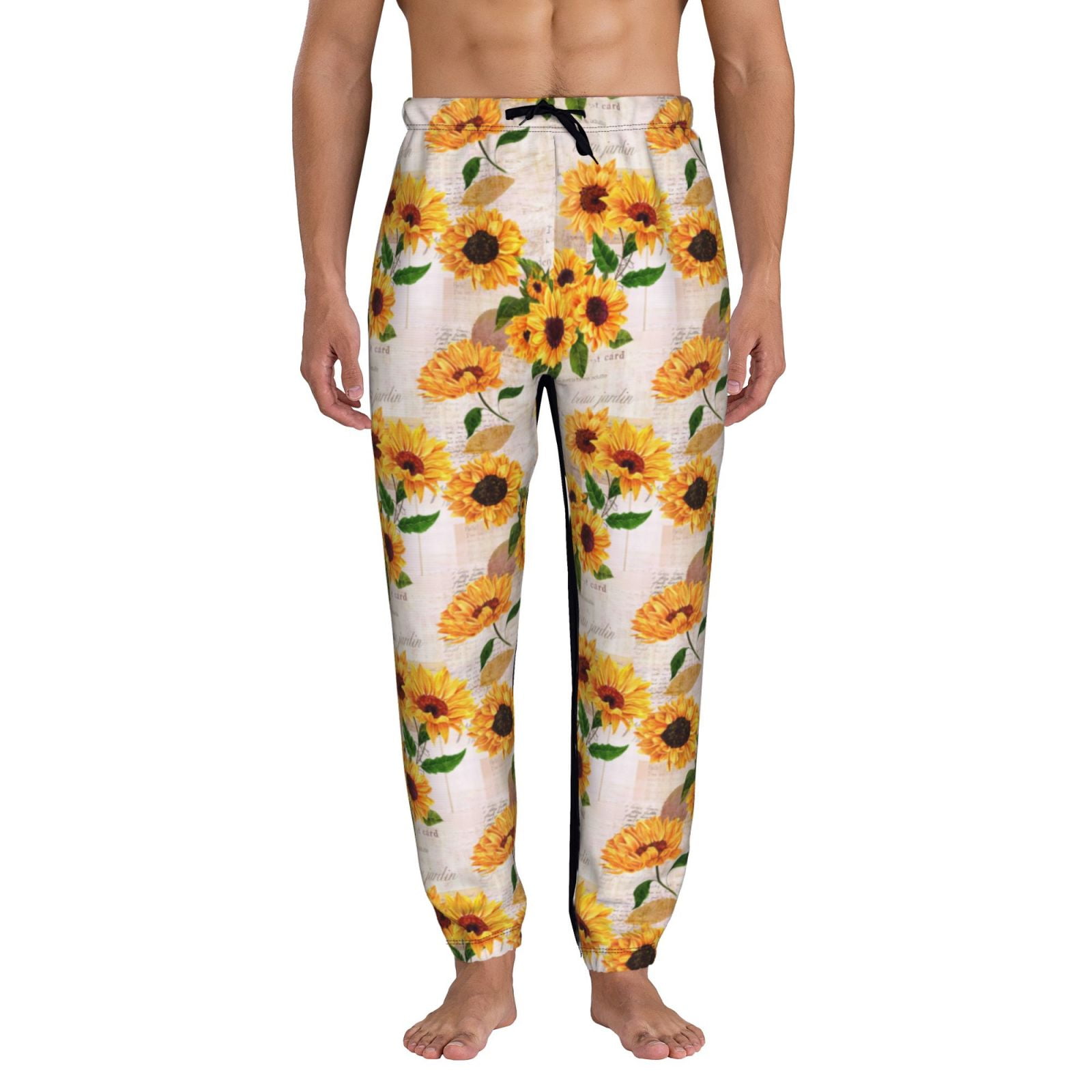 Adobk Sunflower 5 Print Men's Sweatpants Tapered Joggers for Men ...