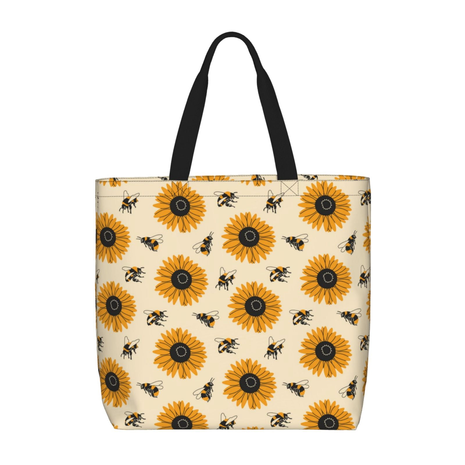 Adobk Sunflowers And Bee Print Tote Bags Shoulder Bag Beach Bag with ...