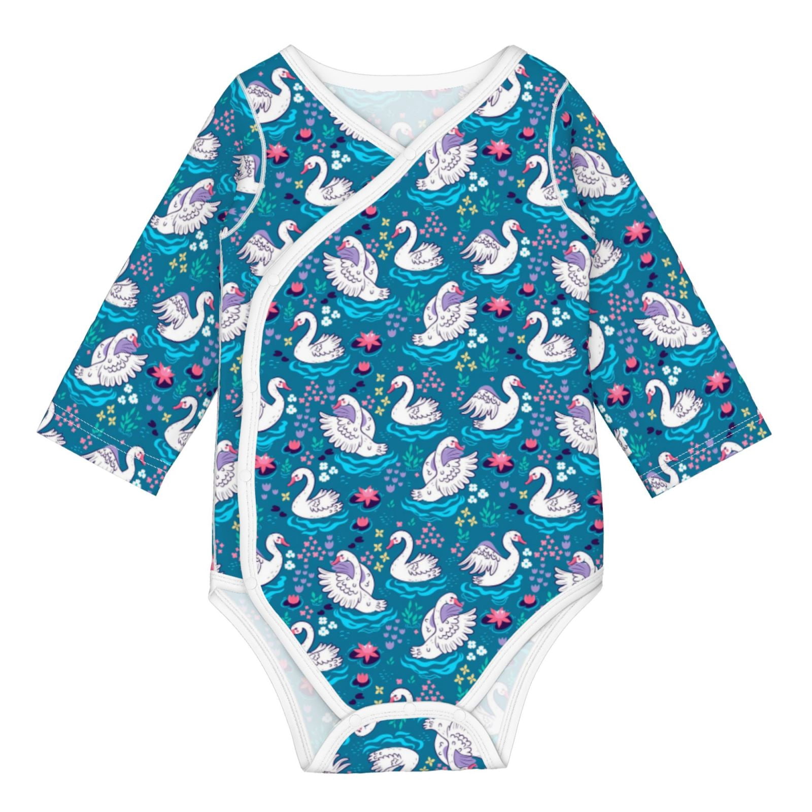 Adobk Swan On The Pond Print Baby Long-Sleeve Bodysuit Baby Clothes ...